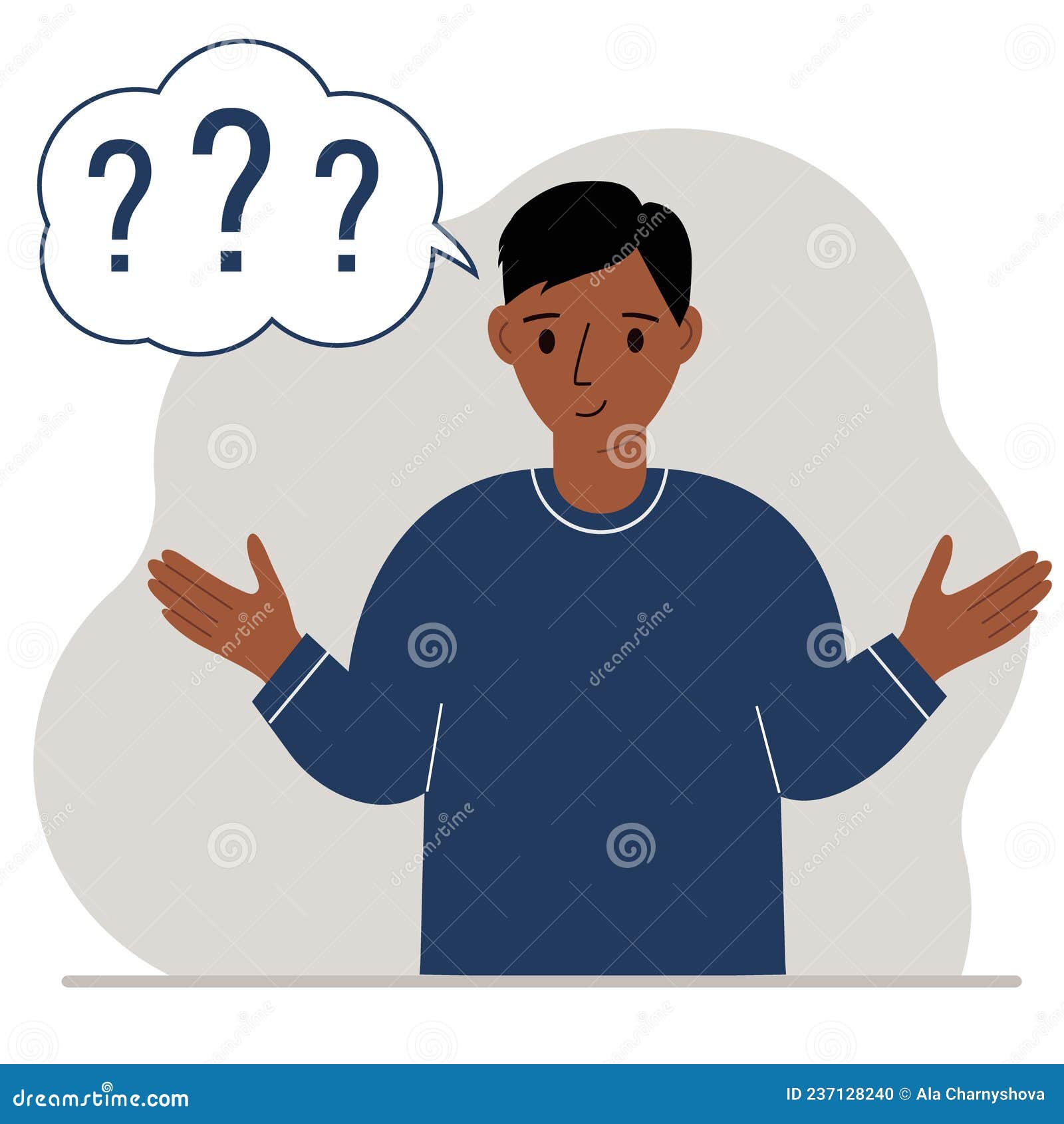 Conceptual Illustration of a Man Who Has Many Questions and Question ...