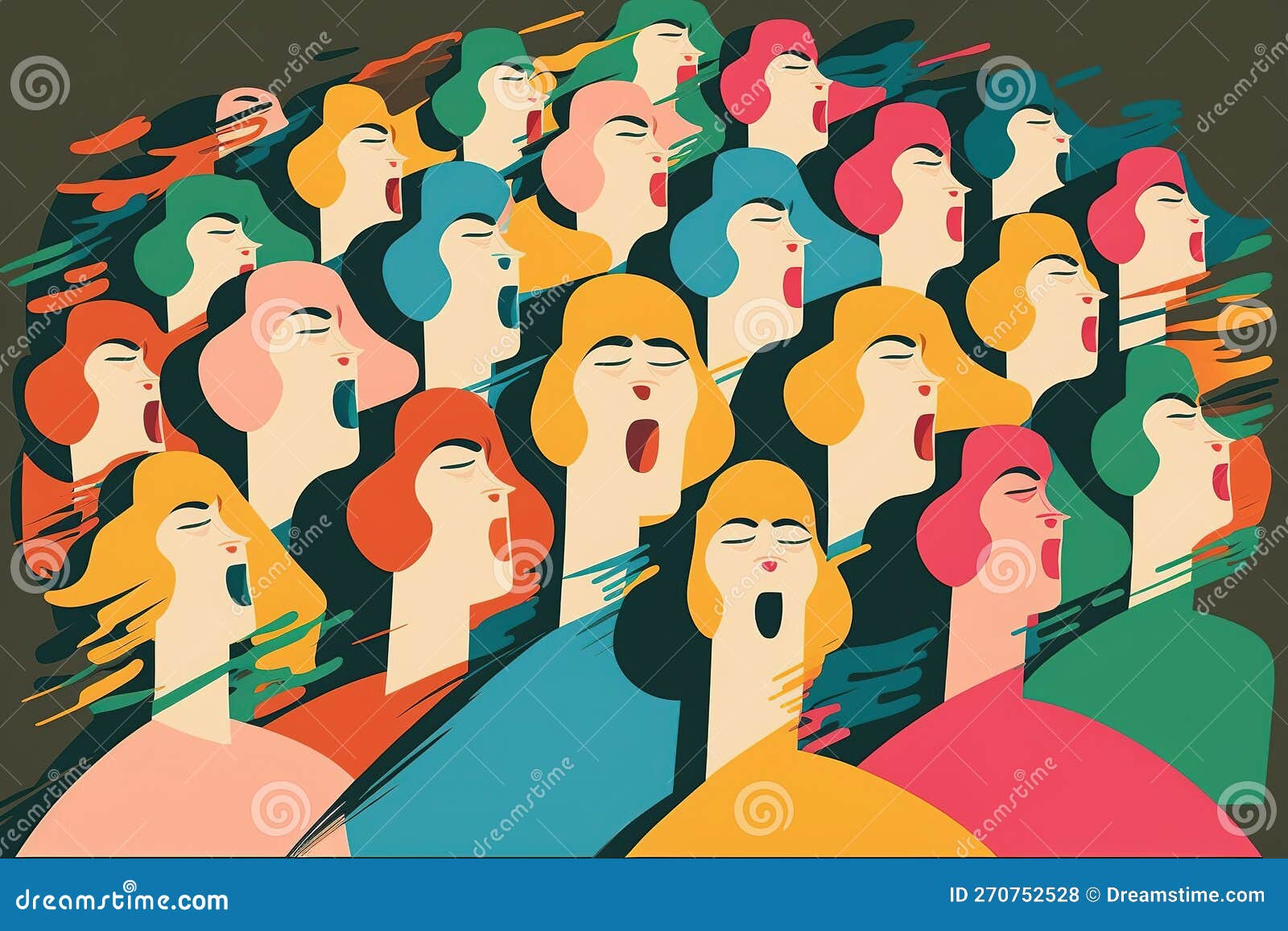Conceptual Illustration, Many Faces of People Outlined with Simple ...