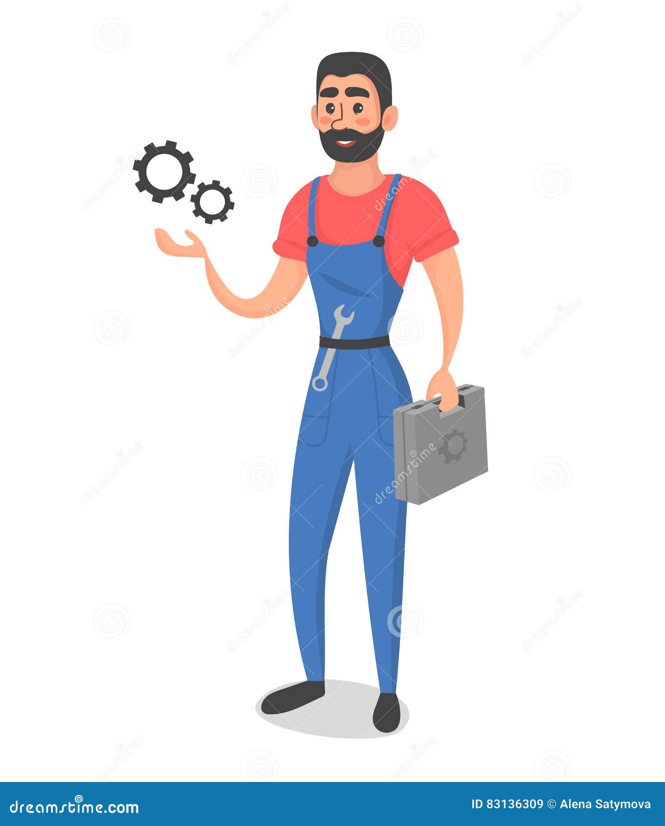 Conceptual Illustration of Master or Foreman, with Instruments. Cartoon ... Conceptual Illustration of Master or Foreman, with Instruments. Cartoon ...
