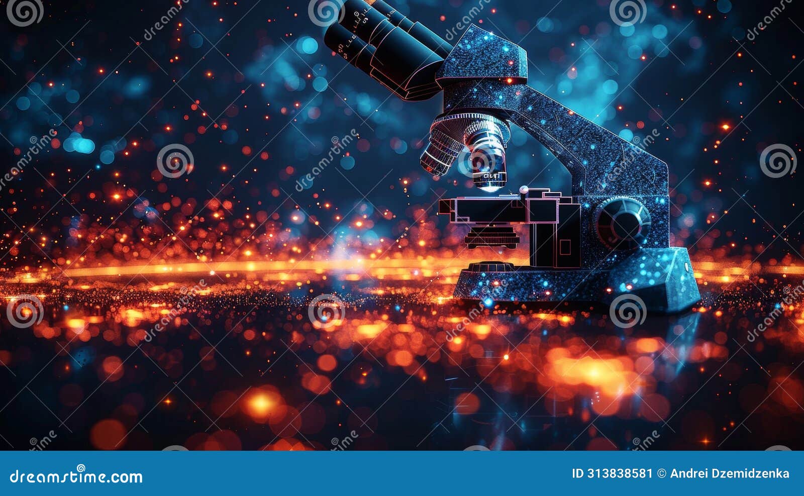 Conceptual Illustration of a Microscope in the Form of a Starry Sky or ...