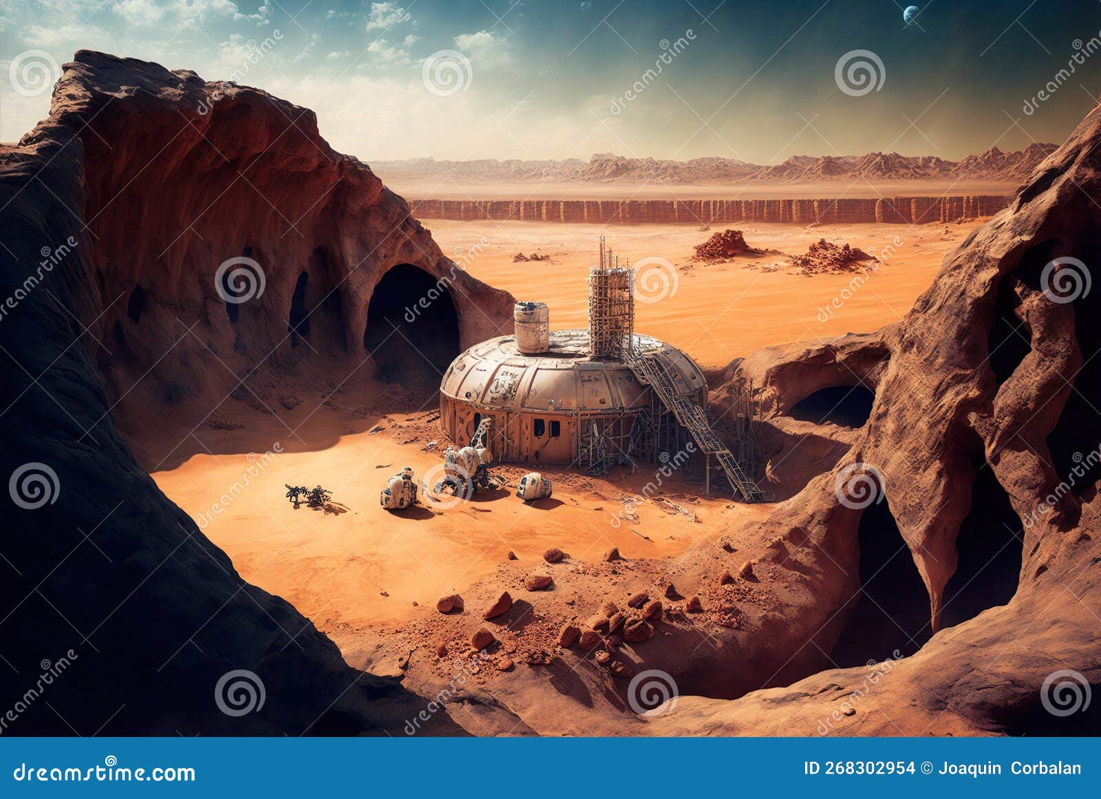 Conceptual Illustration of a Mining Extraction on the Planet Mars ...