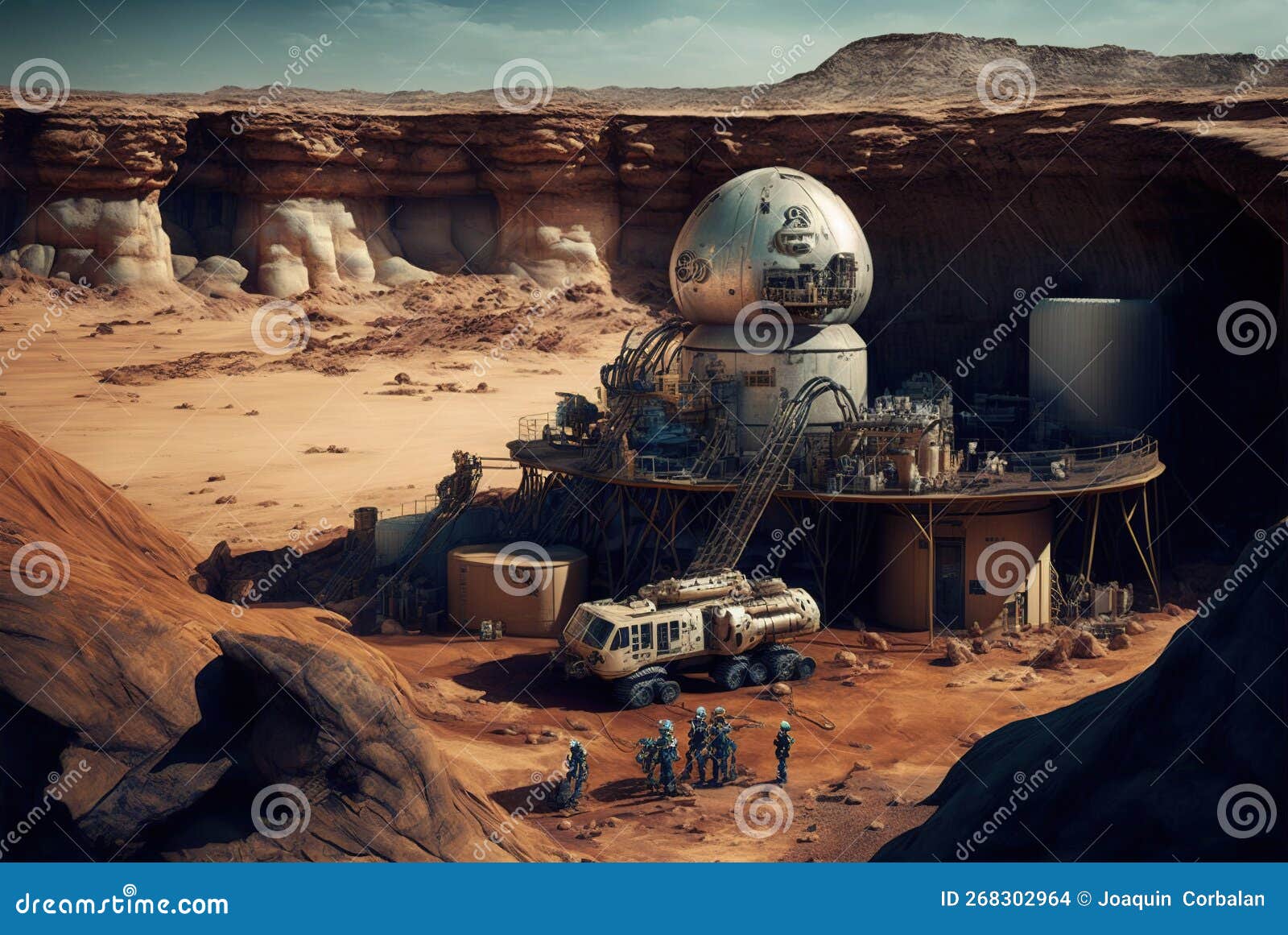 Conceptual Illustration of a Mining Extraction on the Planet Mars ...