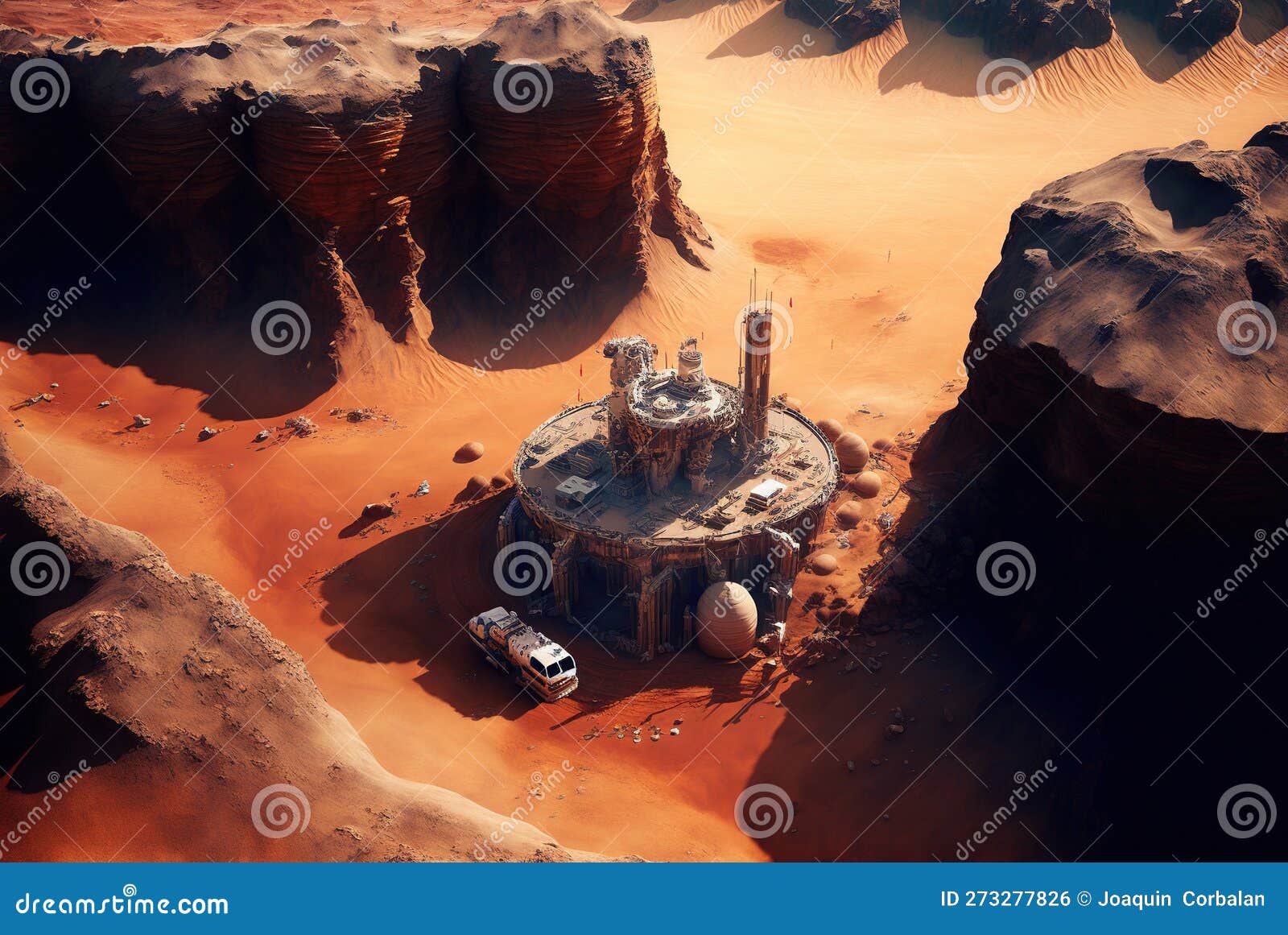 Conceptual Illustration of a Mining Extraction on the Planet Mars ...