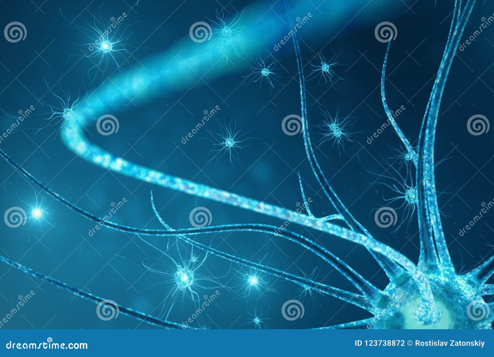 Conceptual Illustration of Neuron Cells with Glowing Link Knots ...