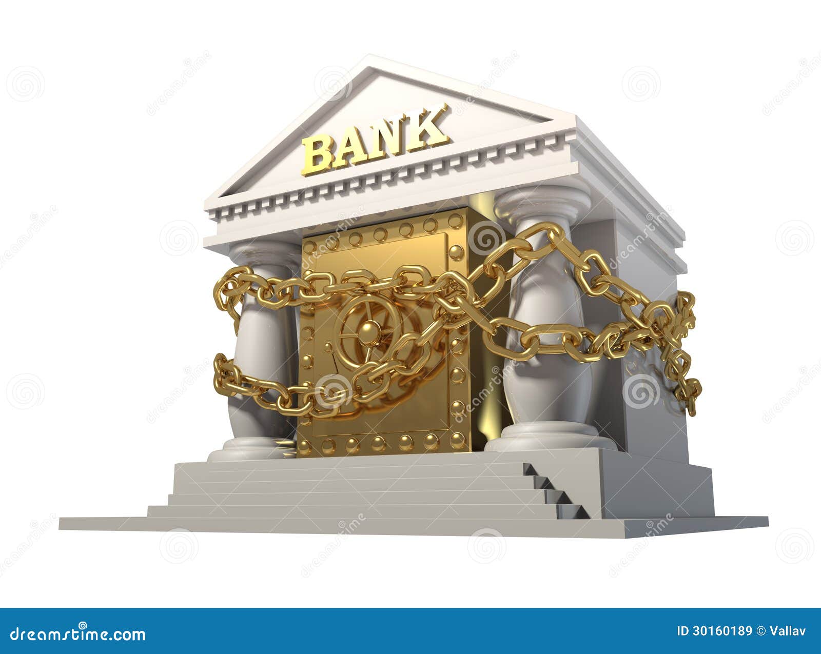 Bank with the Gold Safe, Connected by a Chain Stock Illustration ...