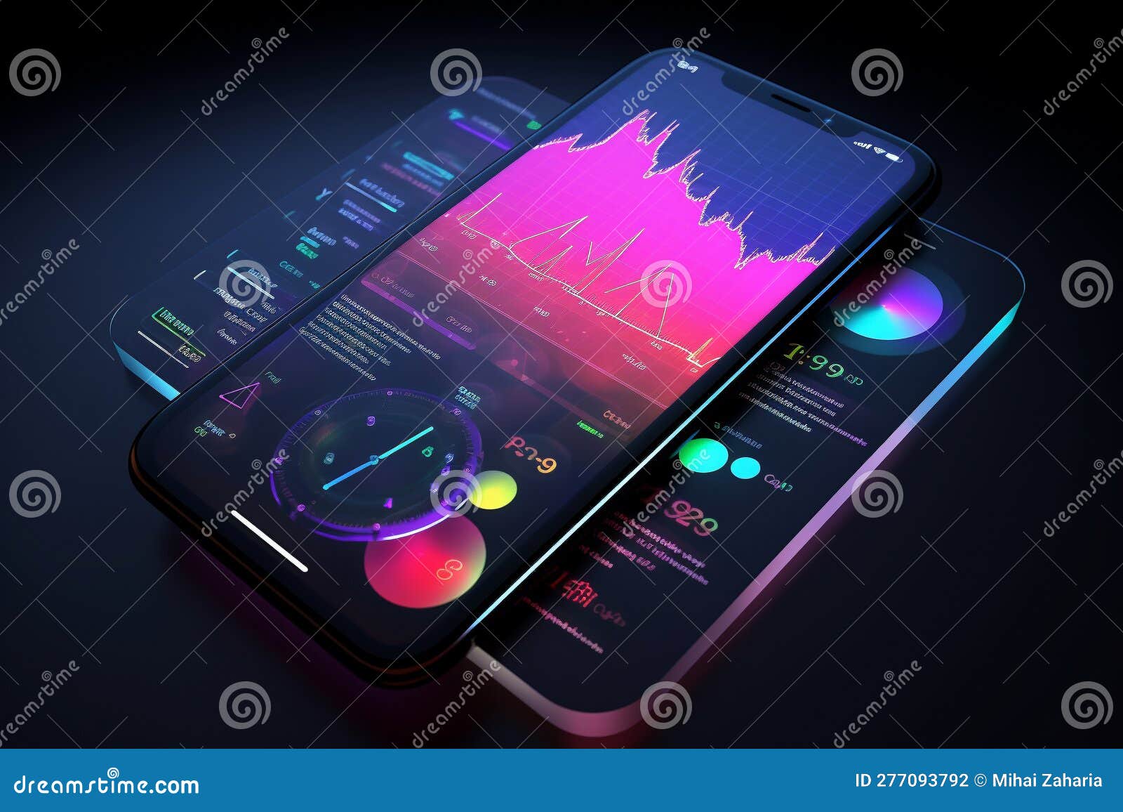 Conceptual Illustration of a Smartphone Displaying Analytical Data with ...