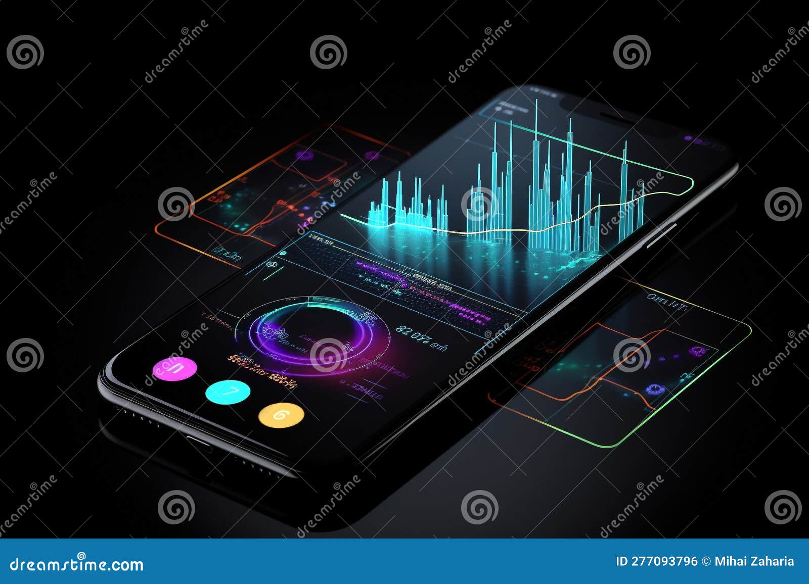 Conceptual Illustration of a Smartphone Displaying Analytical Data with ...