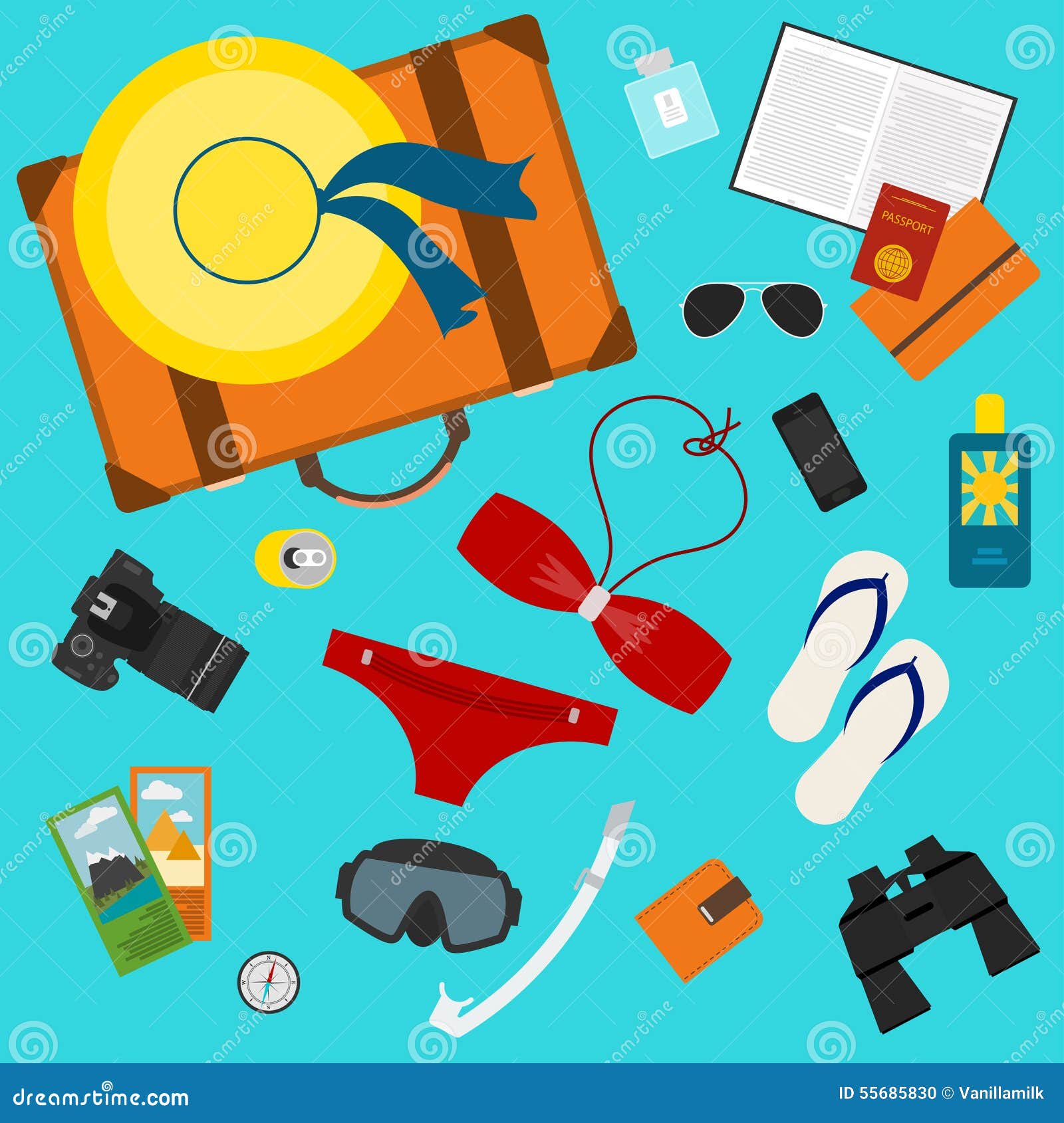 Conceptual Illustration with Some Objects Used Modern People on ...
