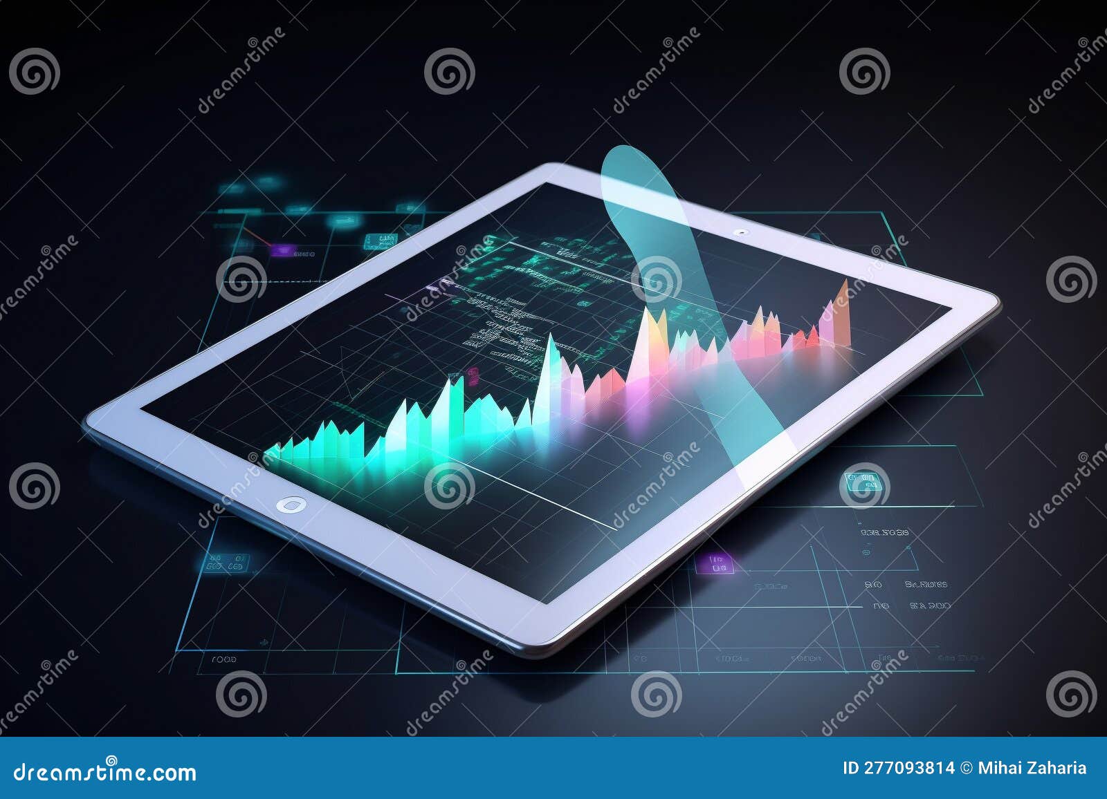 Conceptual Illustration of a Tablet or an Ipad Displaying Analytical ...