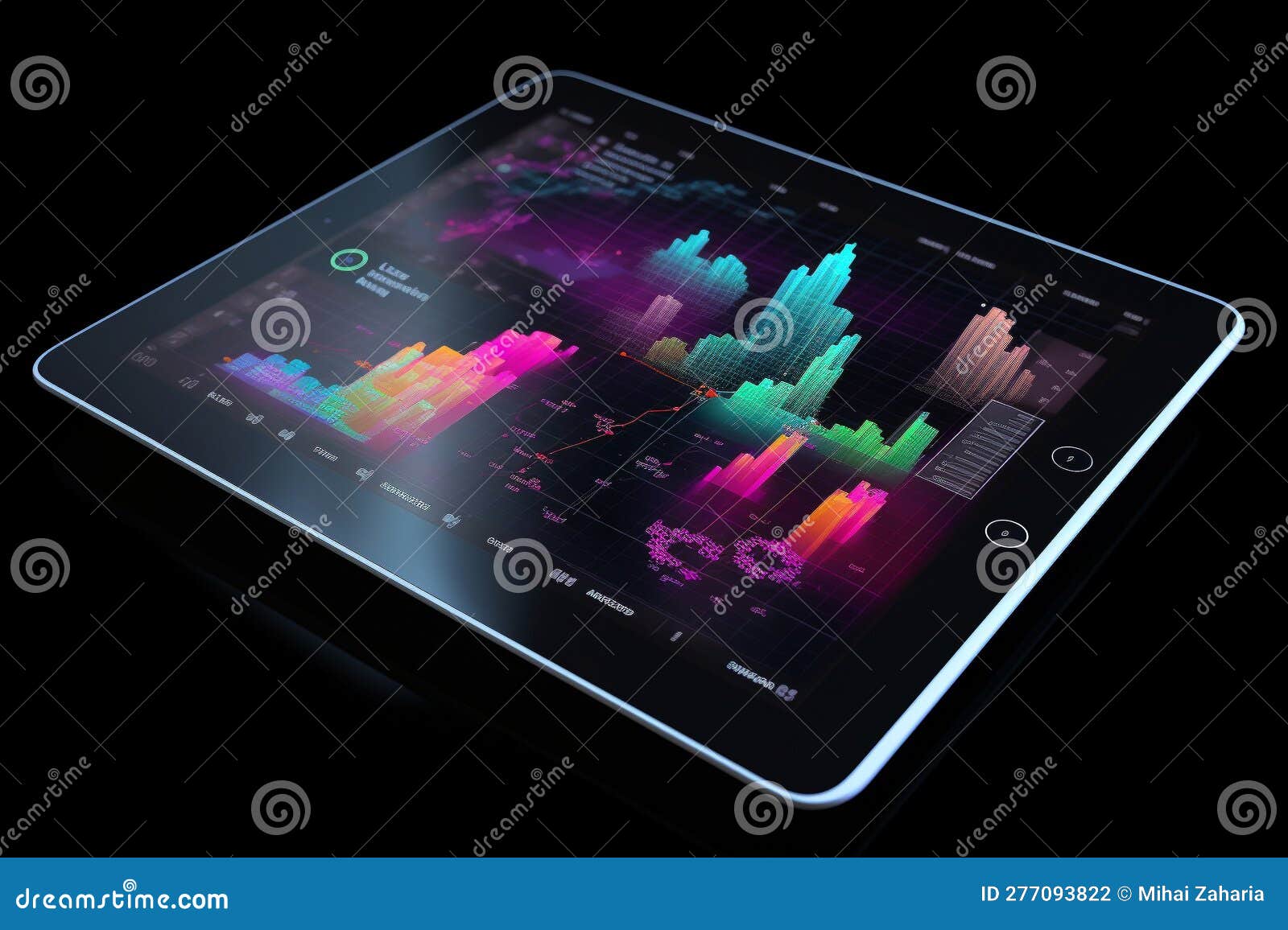 Conceptual Illustration of a Tablet or an Ipad Displaying Analytical ...