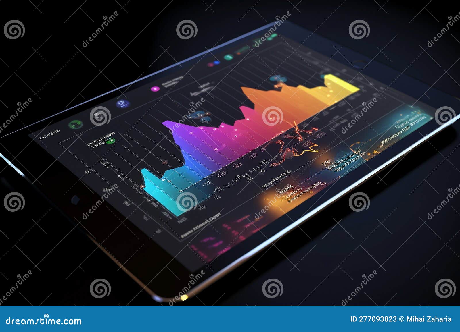 Conceptual Illustration of a Tablet or an Ipad Displaying Analytical ...
