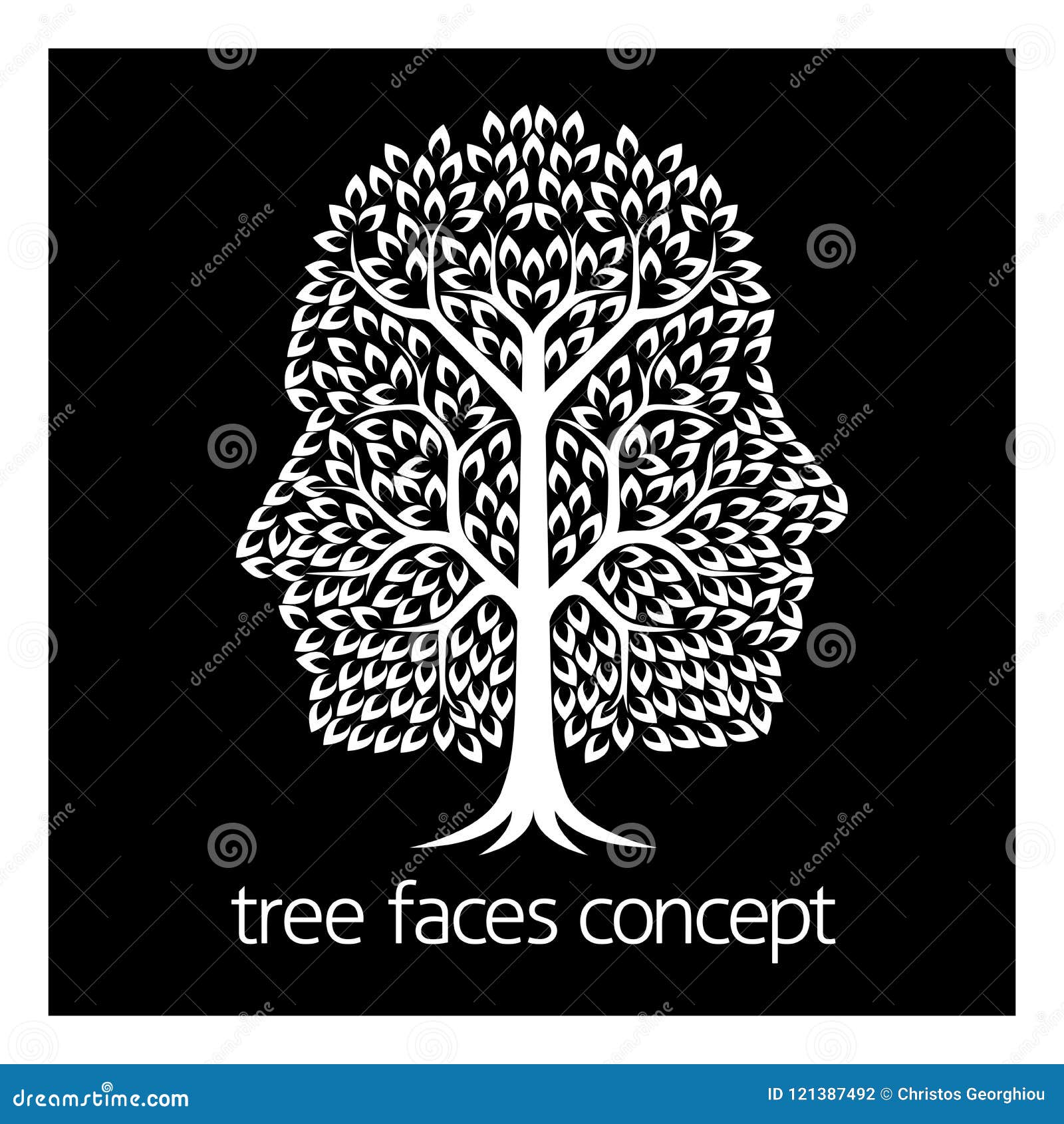 Men Faces In Tree Silhouette Optic Art Symbol Vector Illustration ...