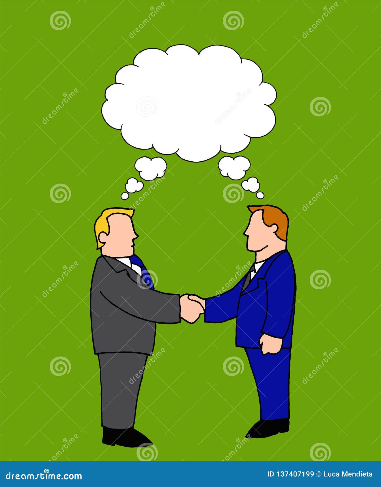 Conceptual Illustration of Two People Shaking Hands while Sharing the ...