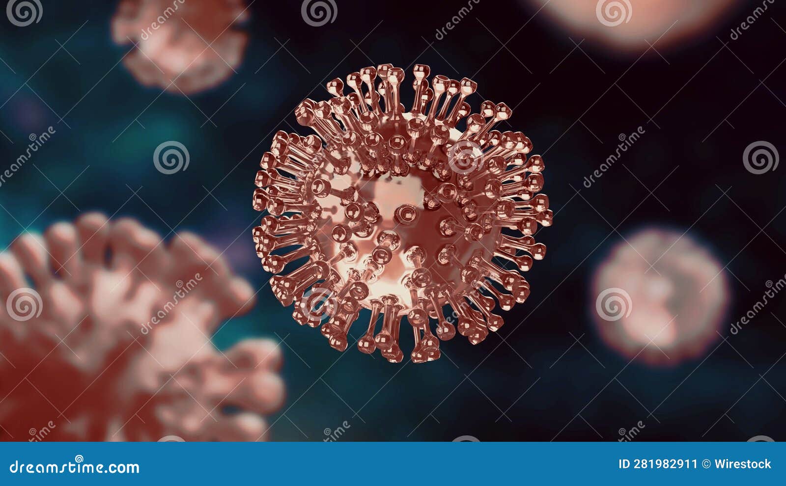 Conceptual Illustration of a Virus on a Blue Gradient Background Stock ...