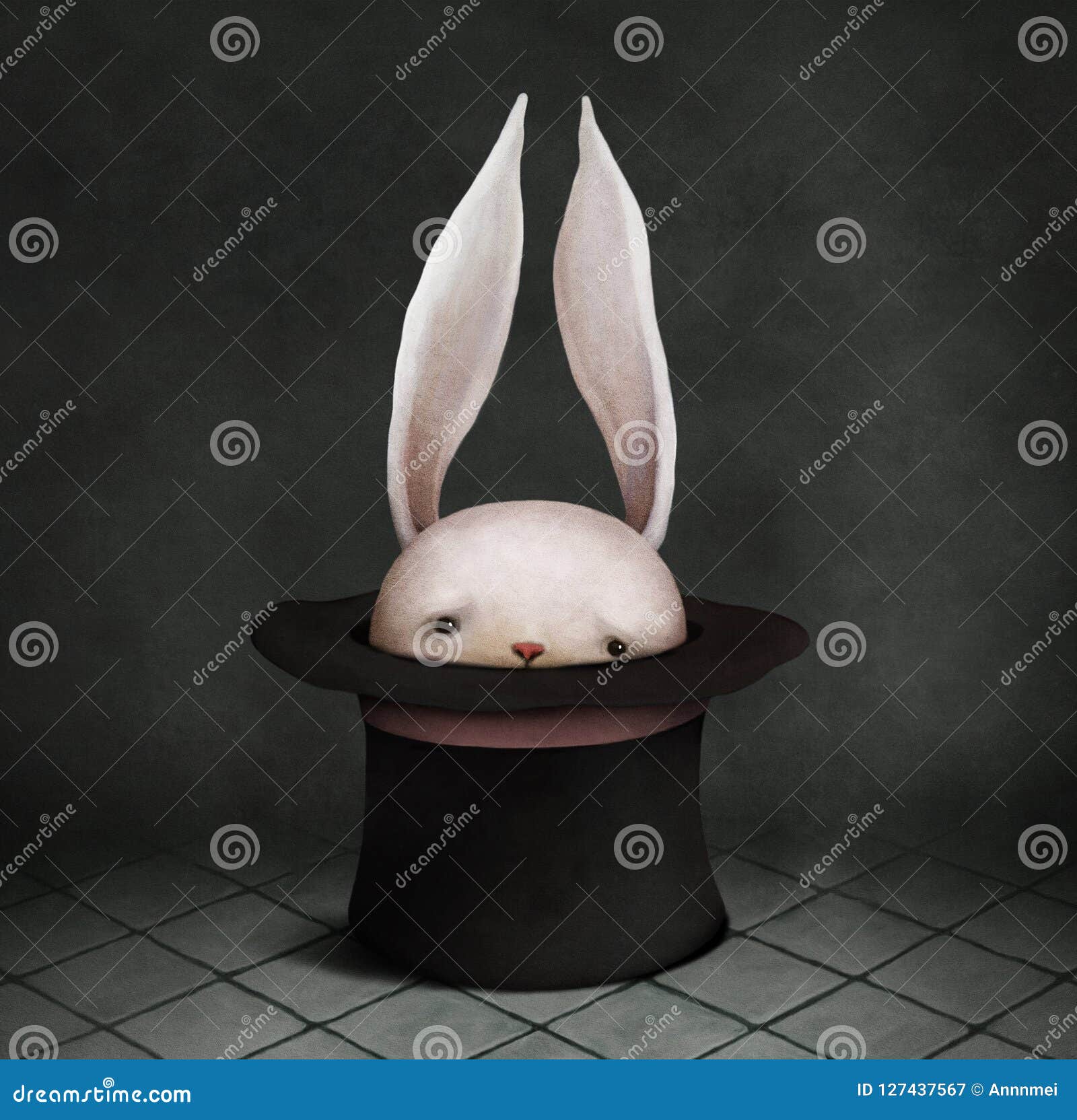 Bunny in hat. stock illustration. Illustration of child - 127437567