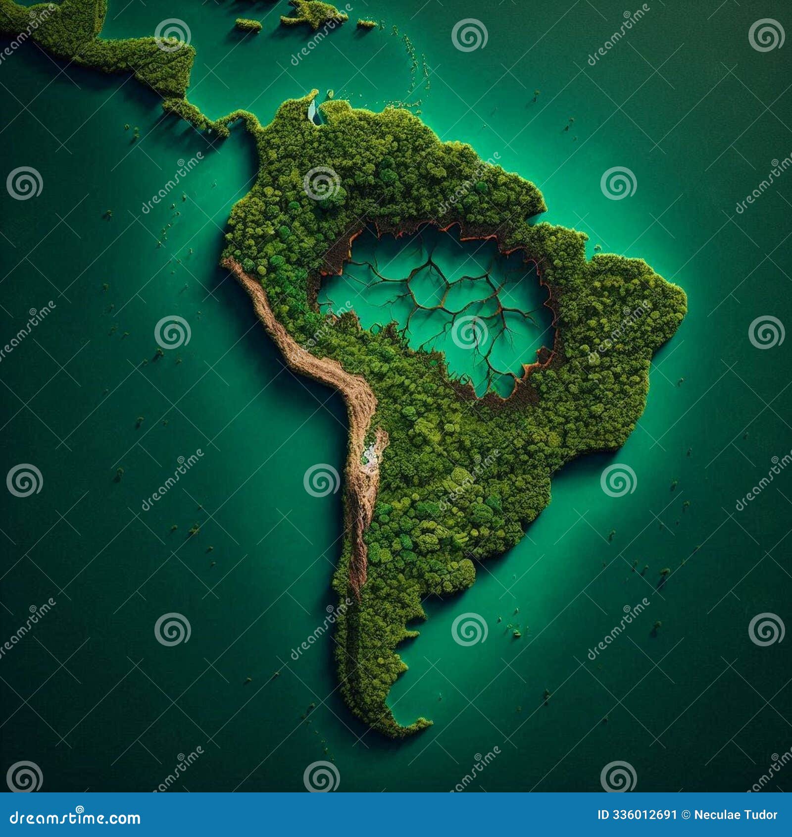 Conceptual Image of the Amazon Rainforest on Fire with South American ...