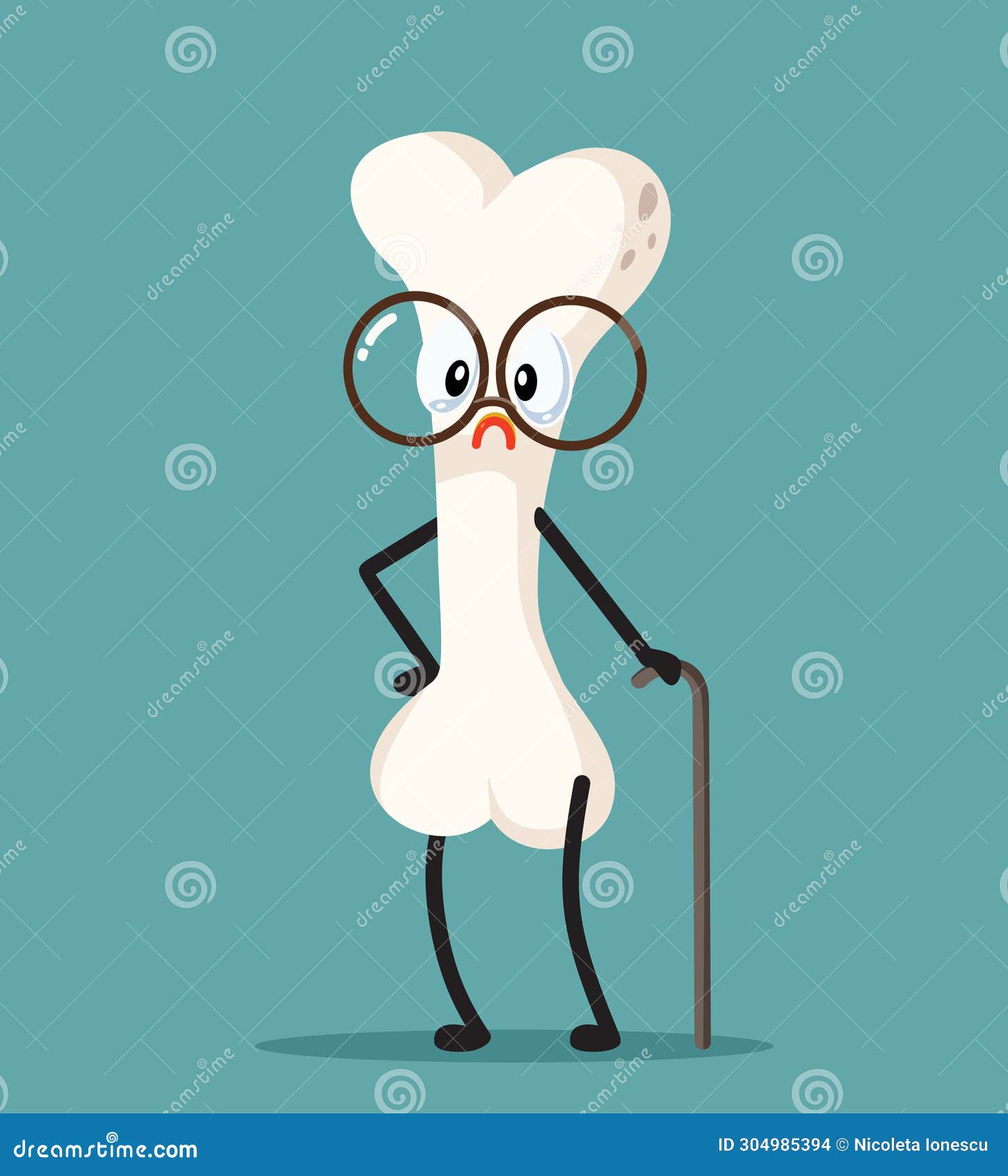 Old Bone Suffering from Degenerative Disease Vector Character ...