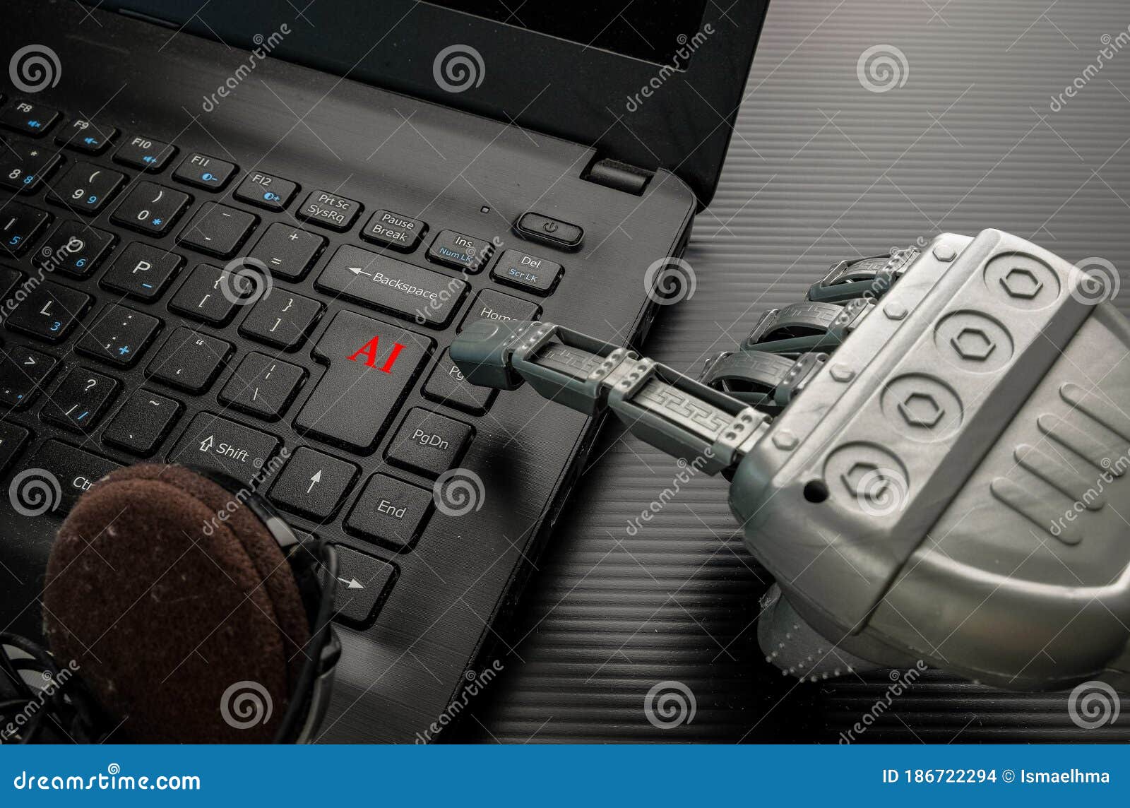 Robotic Hand Pointing To Keypad with Red Texts Stock Photo - Image of ...