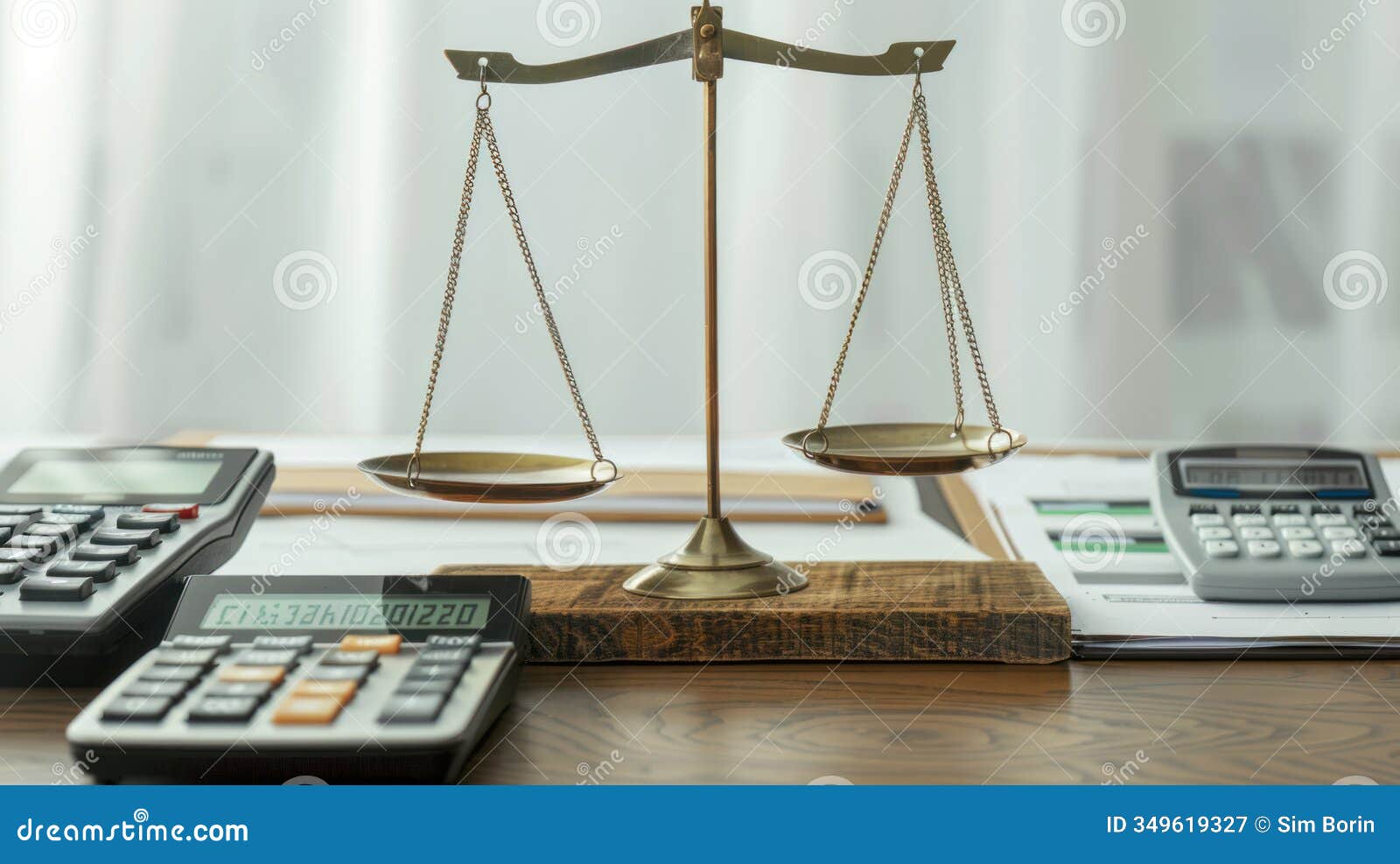 A Conceptual Image of a Balance Scale with Financial Documents Stock ...