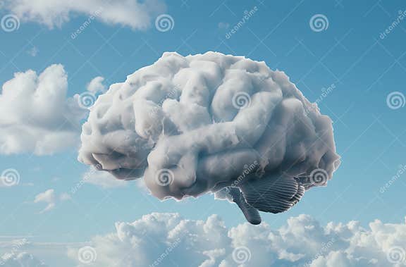 Conceptual Image of a Brain Made of Clouds in the Sky Stock ...