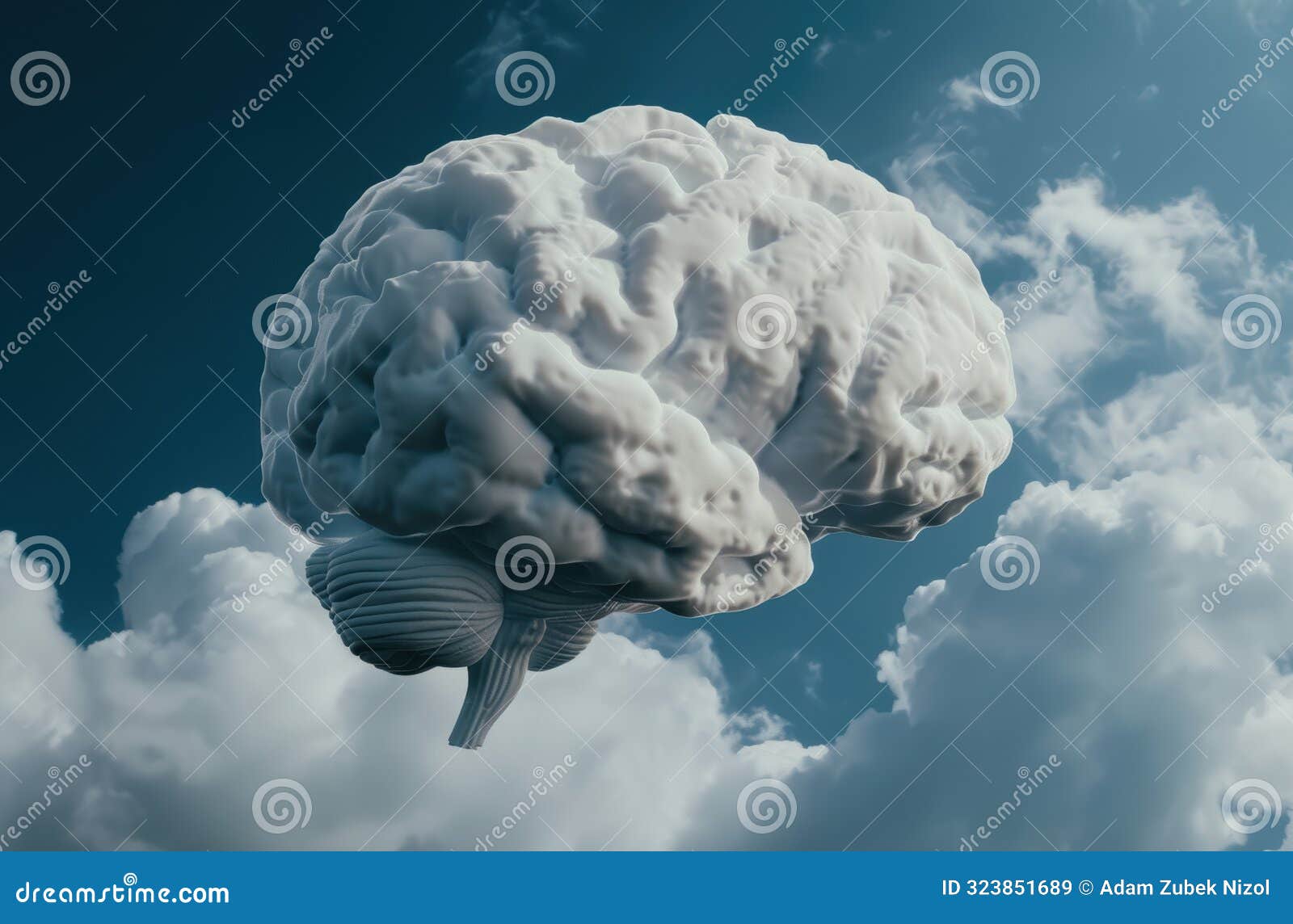 Conceptual Image of a Brain Made of Clouds in the Sky Stock ...