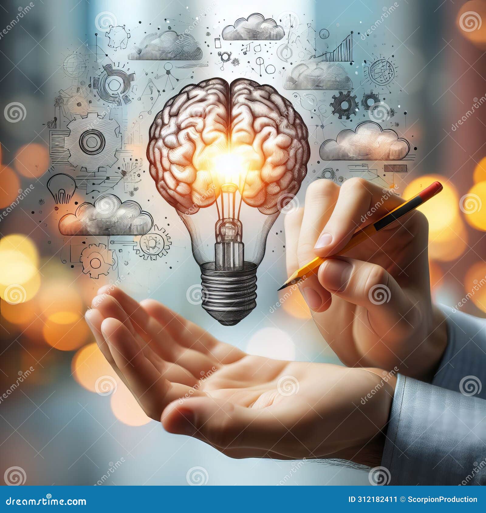 Conceptual Innovation Brainstorm Stock Illustration - Illustration of ...
