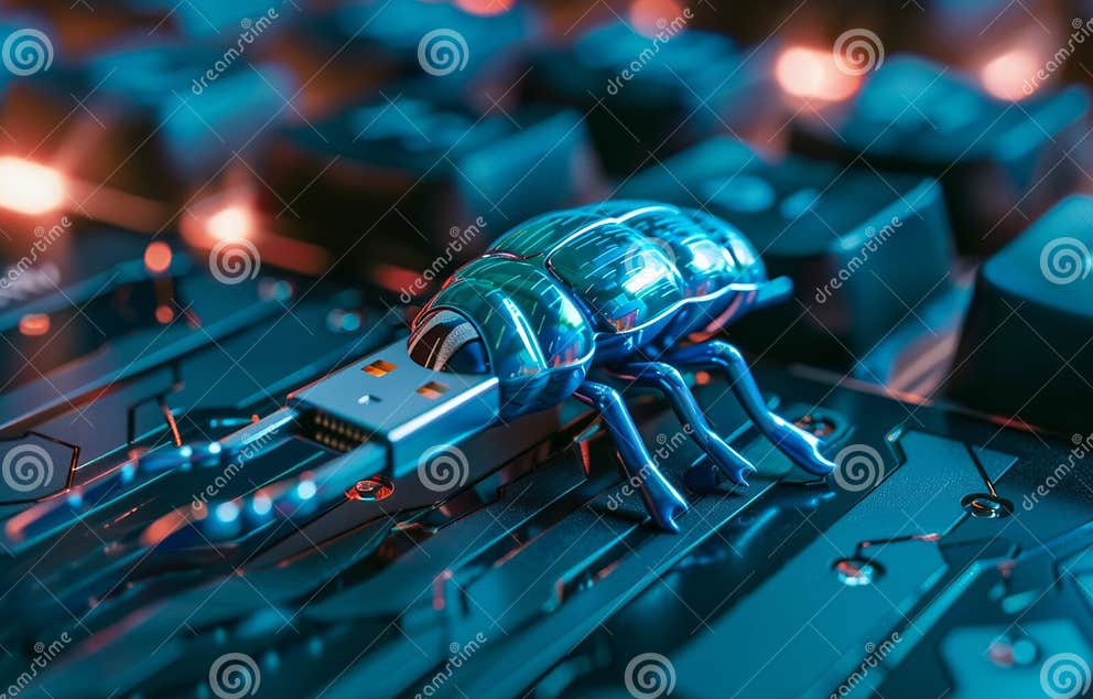 A Conceptual Image of a Bugshaped USB Drive Inserting Itself into a ...