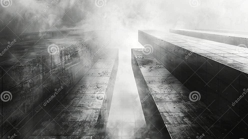 Conceptual Image of a Building Going Up into the Sky with Smoke Stock ...