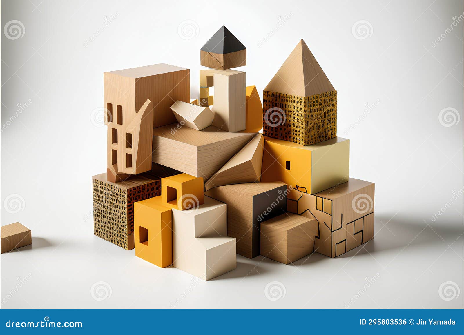Conceptual Image of Building a House Made of Wooden Blocks. Stock ...
