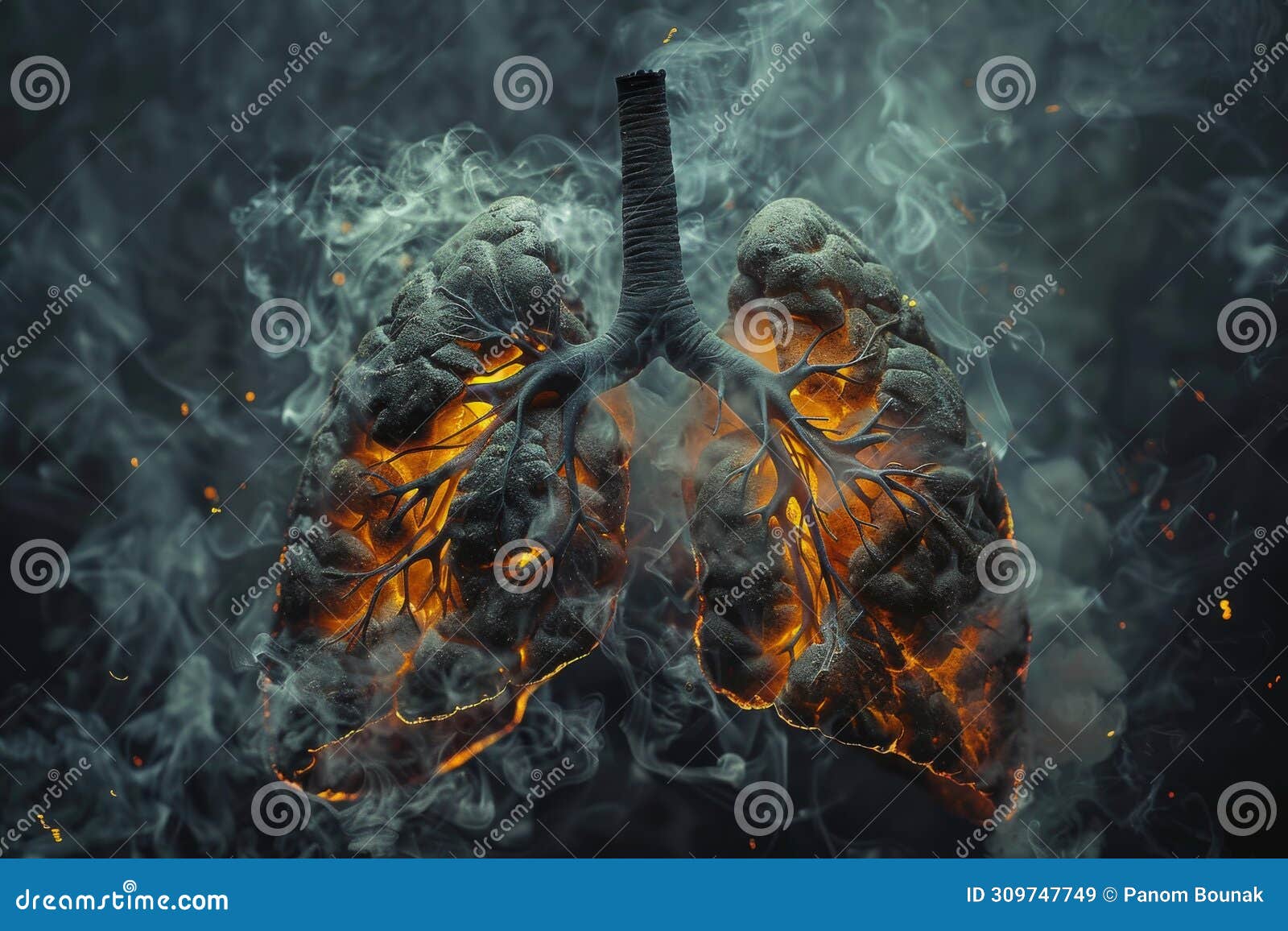Conceptual Image of Burning Human Lungs, Symbolizing the Dangers of ...