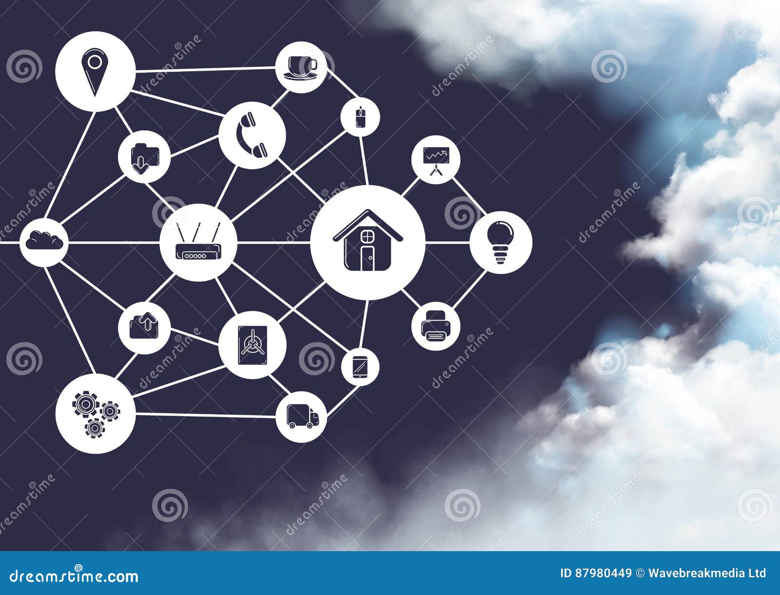 Conceptual Image of Cloud Computing Against Sky in Background Stock ...