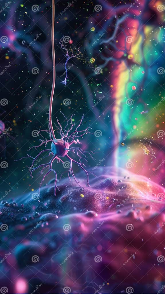 A Conceptual Image Combining Rainbow and Neurons Stock Illustration ...