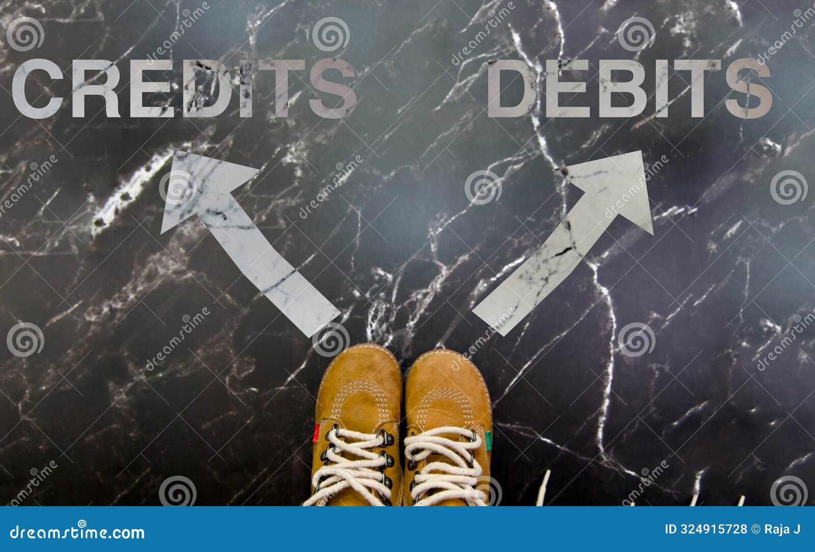 Conceptual Image of Credits and Debits Arrow Directions Stock Photo ...