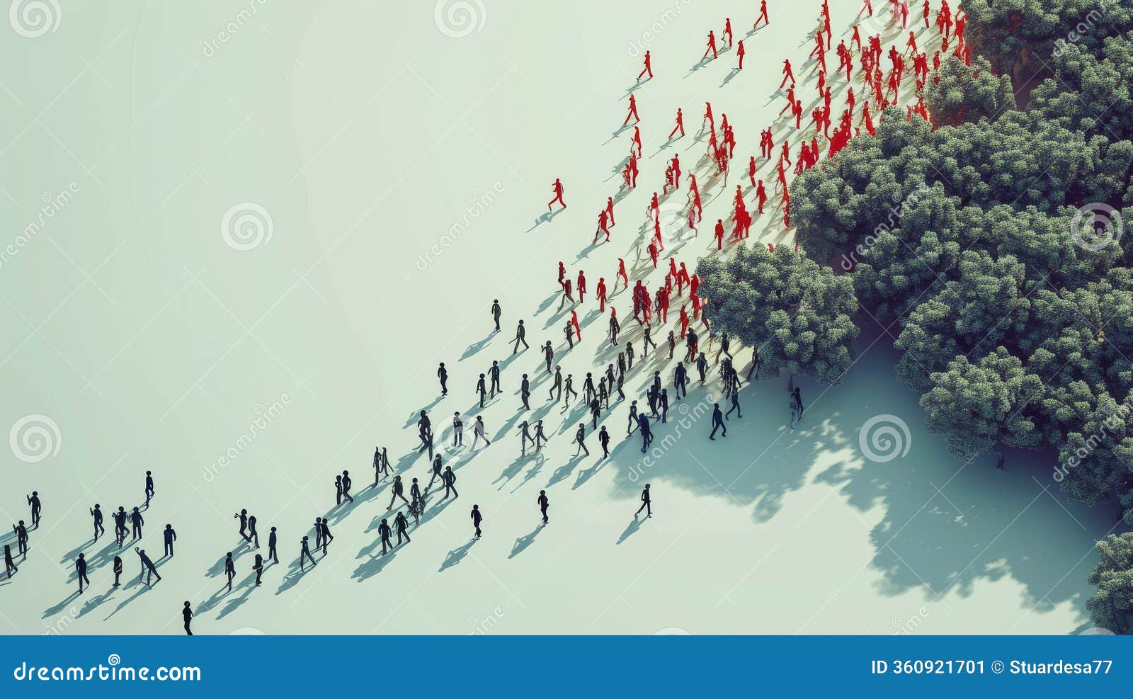 Conceptual Image of Crowd Movement and Decision-making Divergence Stock ...
