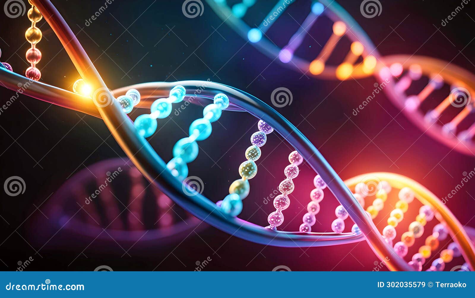 Conceptual Image of DNA Structure with Molecules, Illustrating Genetic ...