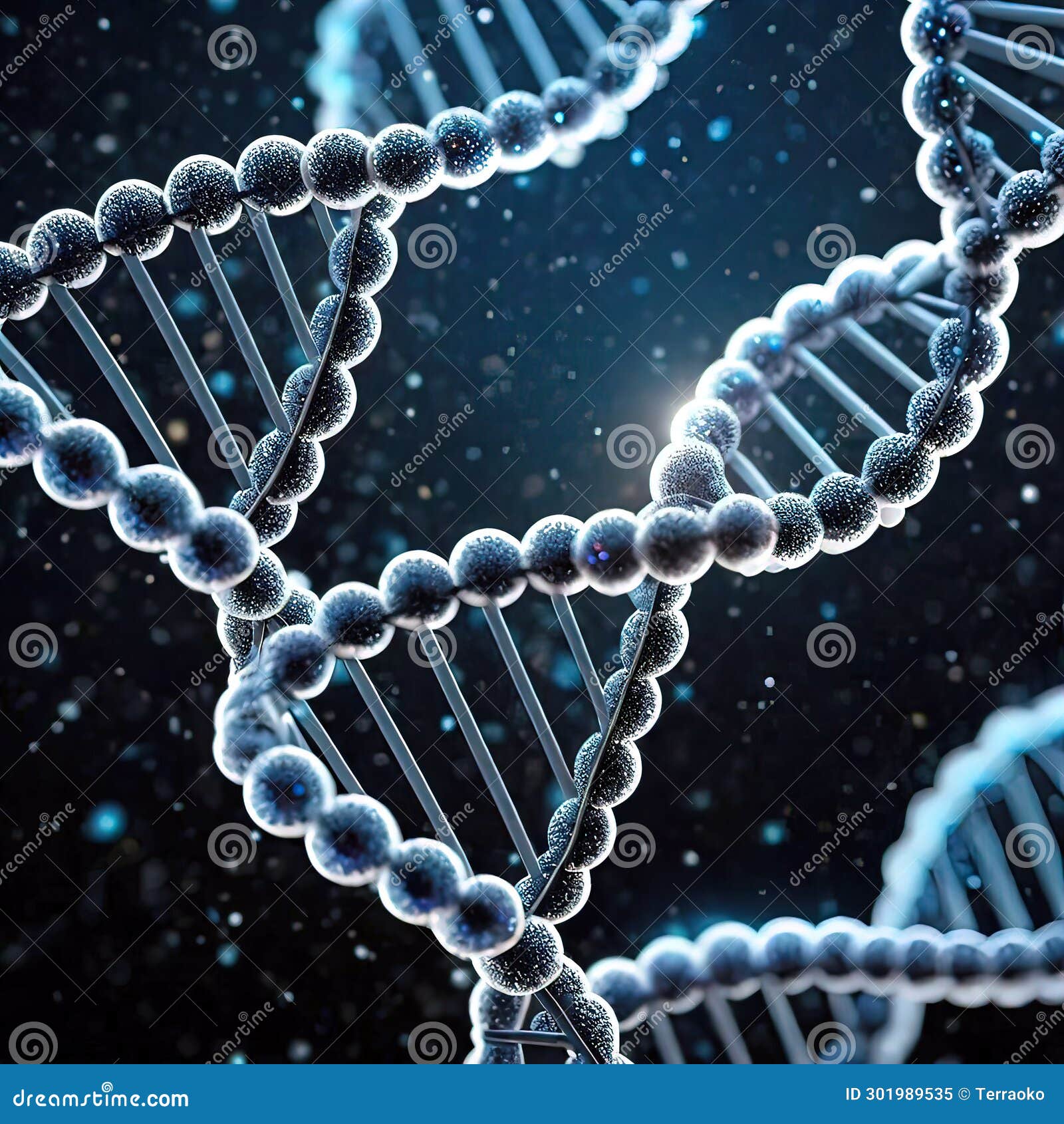 Conceptual Image of DNA Structure with Molecules, Illustrating Genetic ...