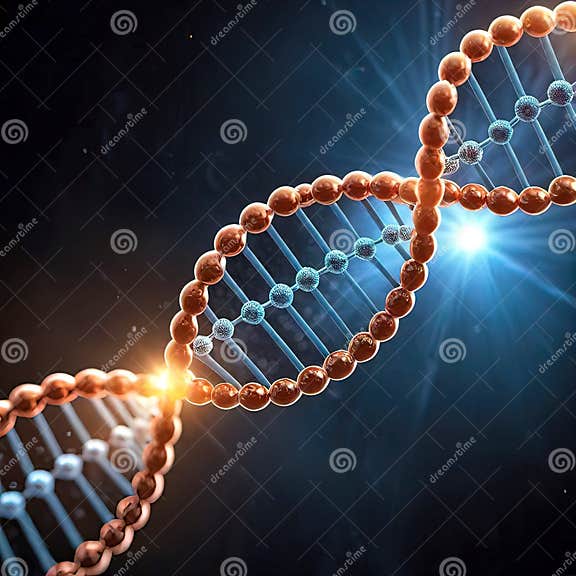 Conceptual Image of DNA Structure with Molecules, Illustrating Genetic ...