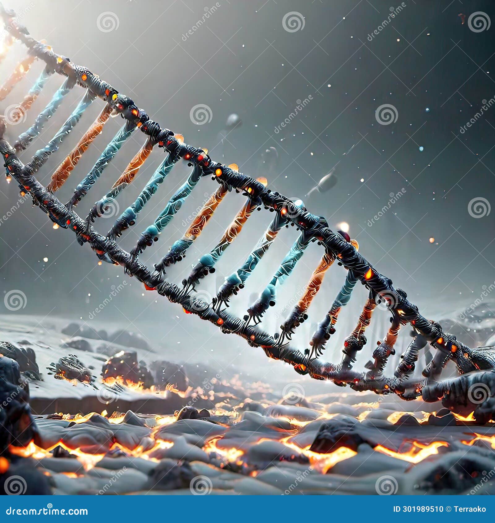 Conceptual Image of DNA Structure with Molecules, Illustrating Genetic ...