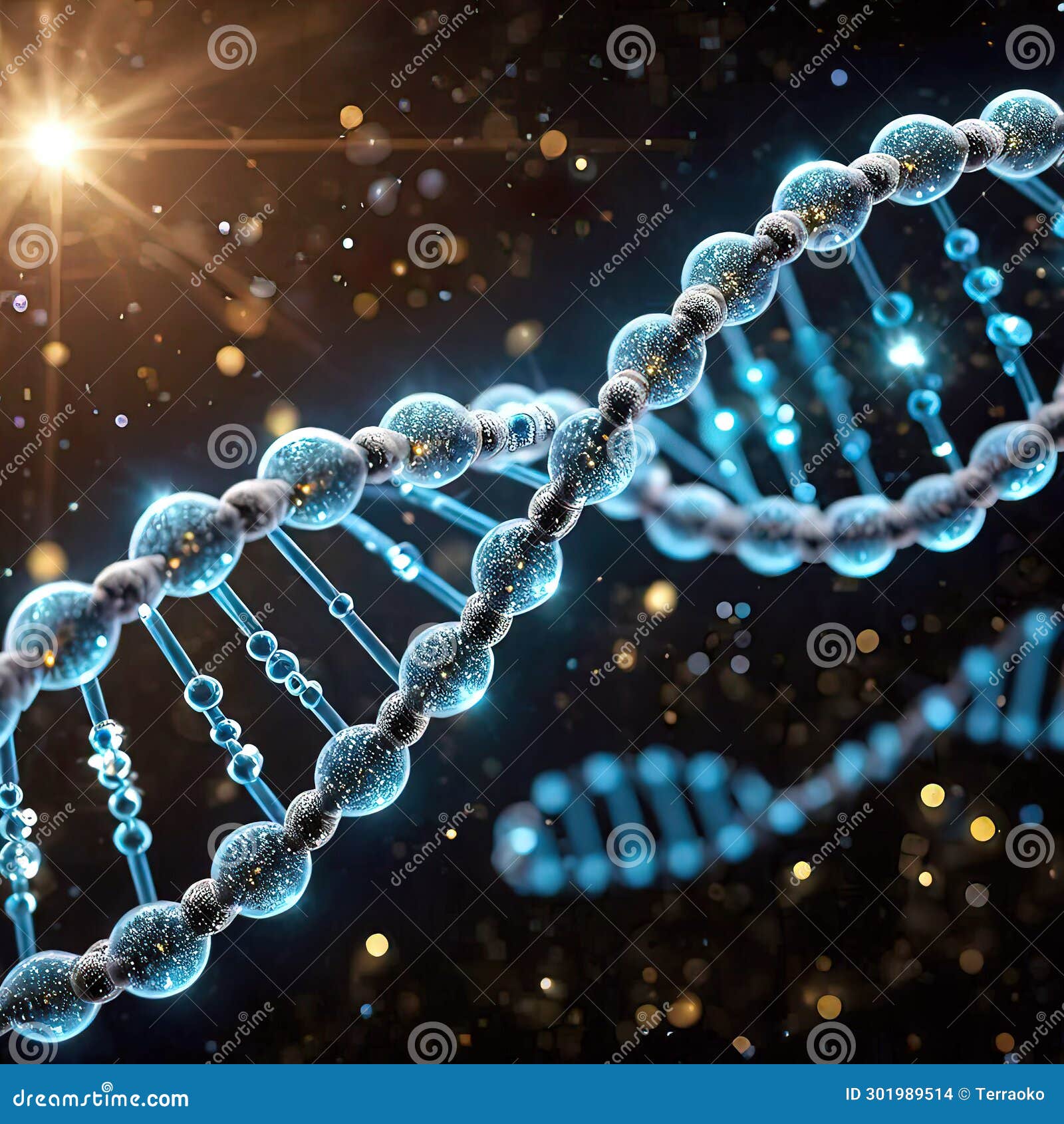 Conceptual Image of DNA Structure with Molecules, Illustrating Genetic ...