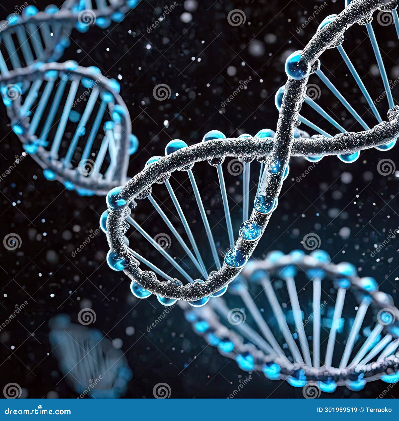 Conceptual Image of DNA Structure with Molecules, Illustrating Genetic ...