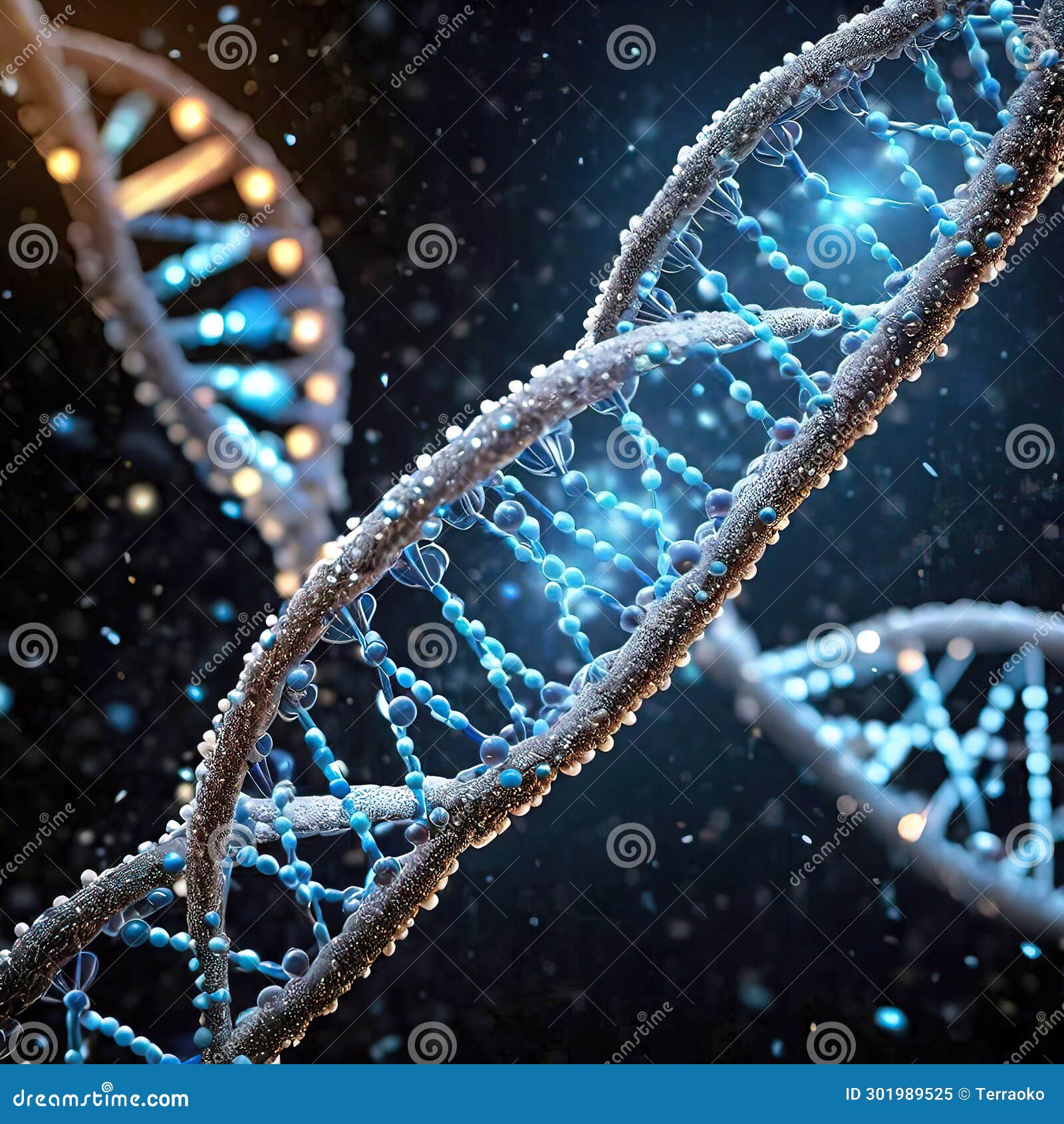 Conceptual Image of DNA Structure with Molecules, Illustrating Genetic ...