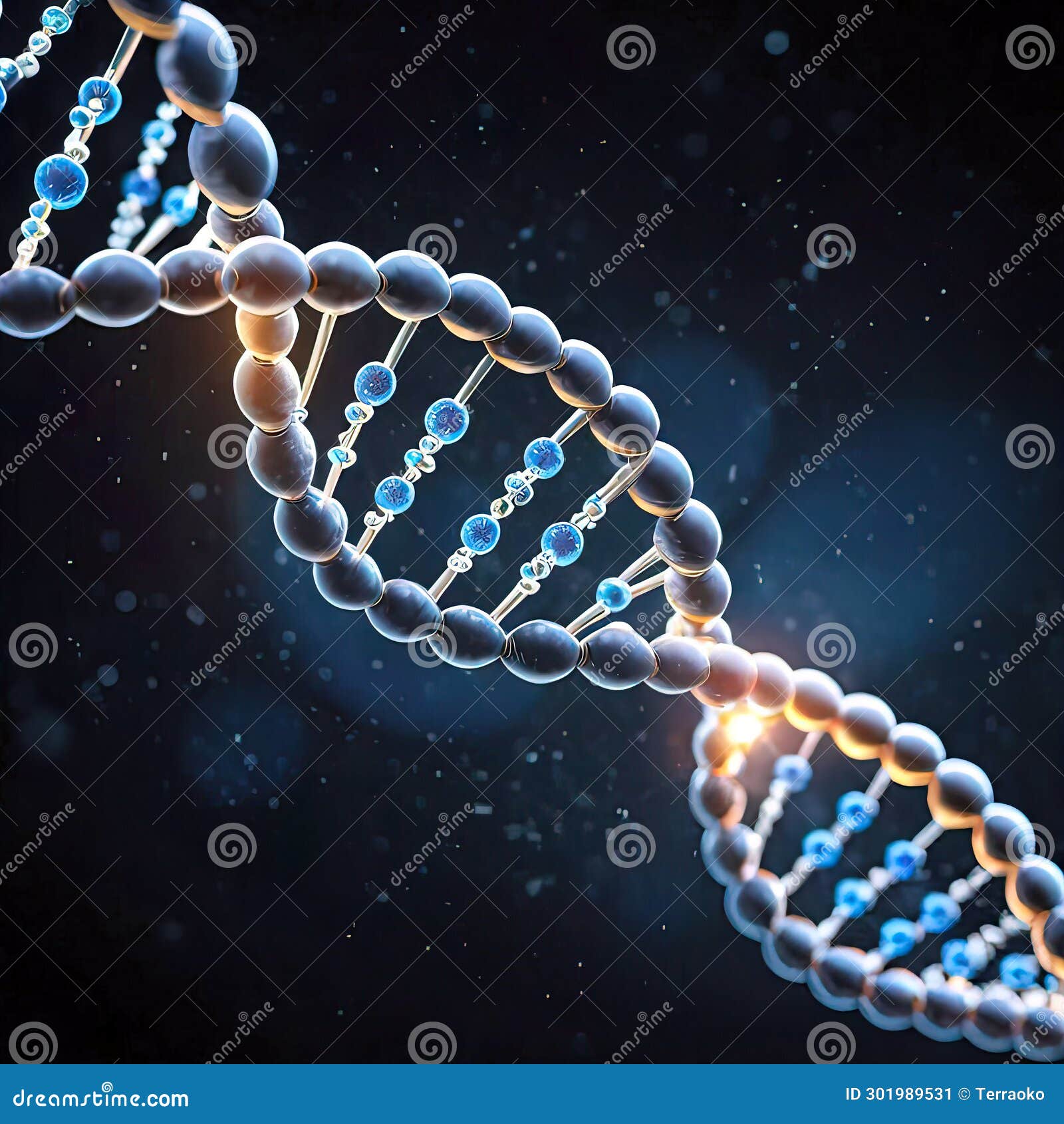 Conceptual Image of DNA Structure with Molecules, Illustrating Genetic ...