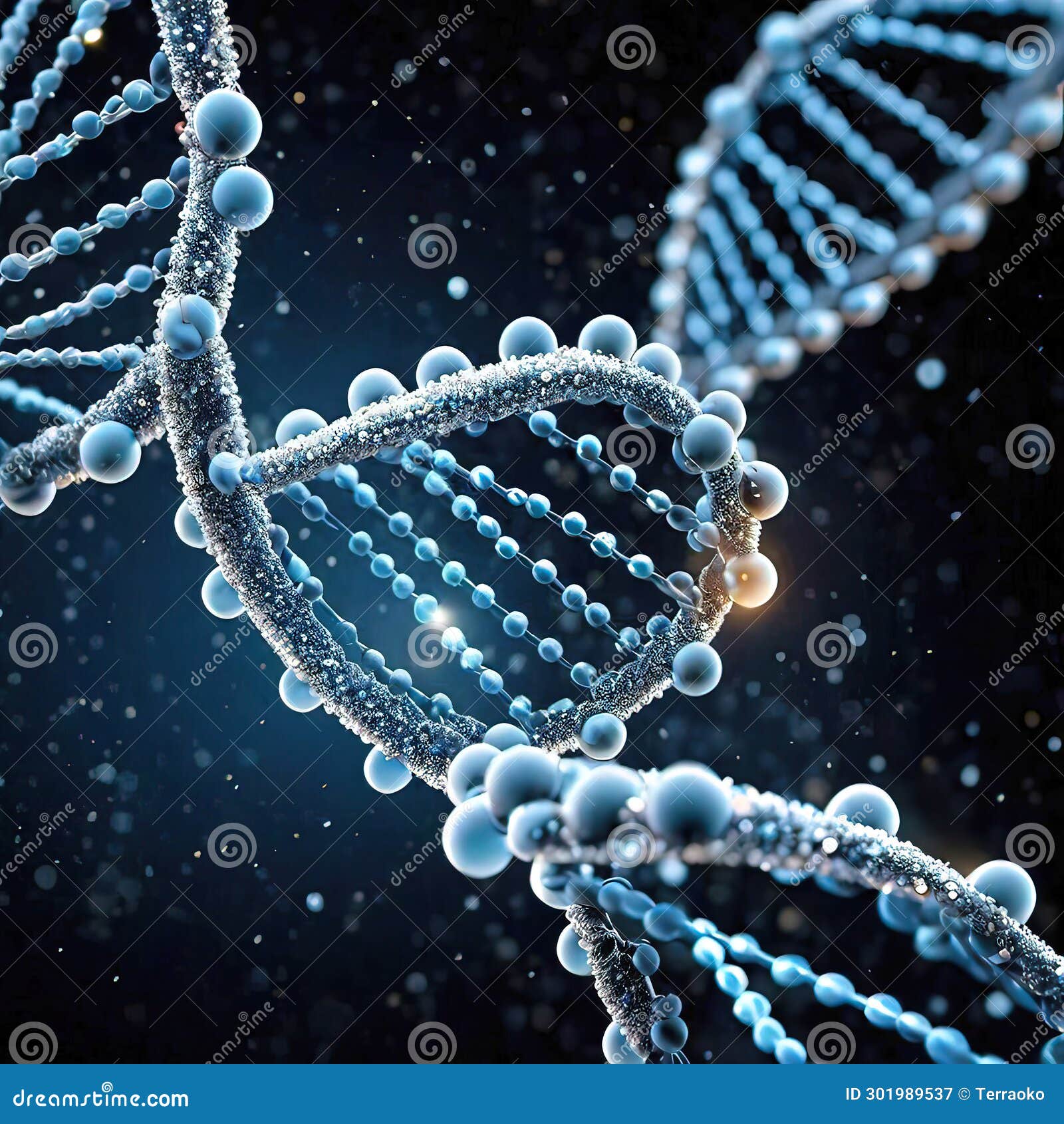 Conceptual Image of DNA Structure with Molecules, Illustrating Genetic ...