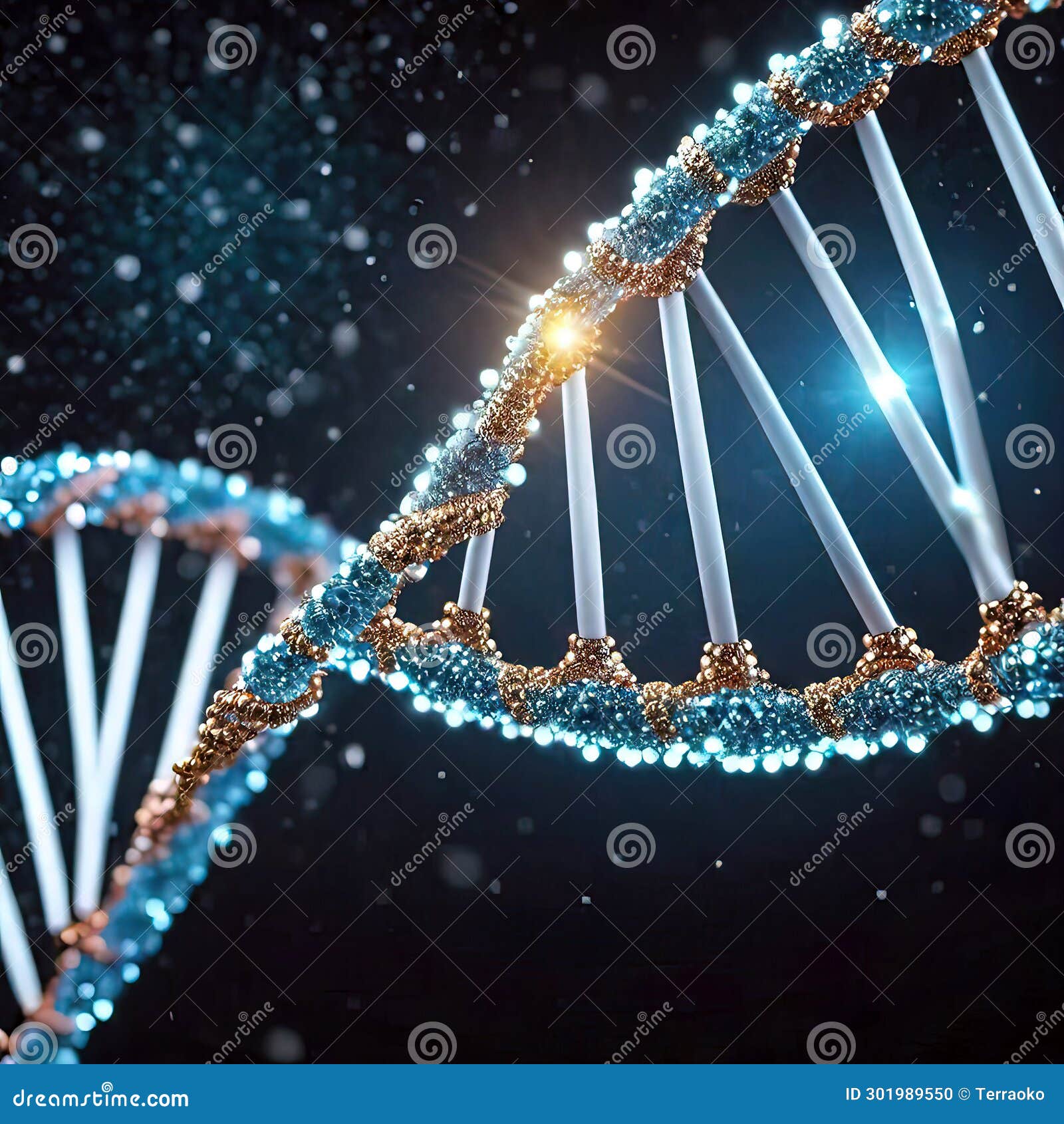 Conceptual Image of DNA Structure with Molecules, Illustrating Genetic ...
