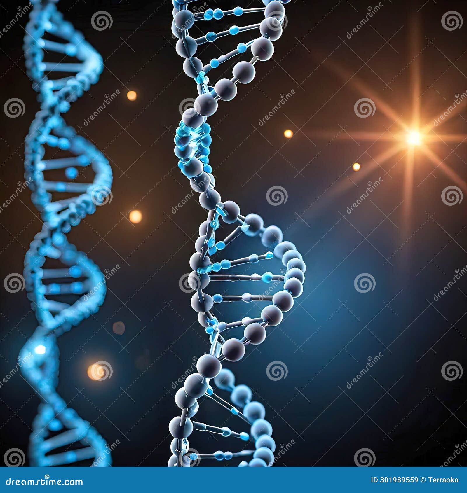 Conceptual Image of DNA Structure with Molecules, Illustrating Genetic ...