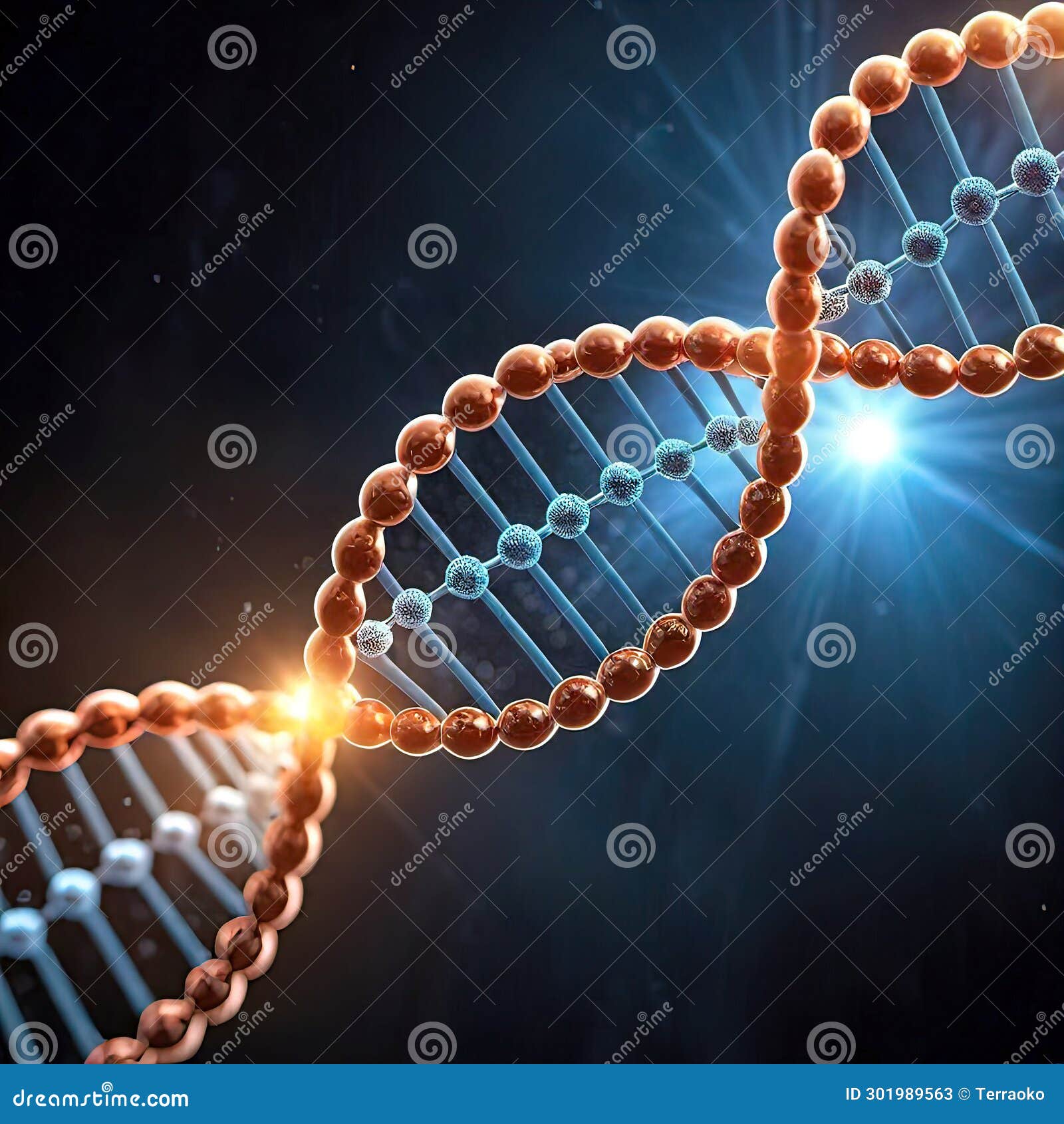 Conceptual Image of DNA Structure with Molecules, Illustrating Genetic ...