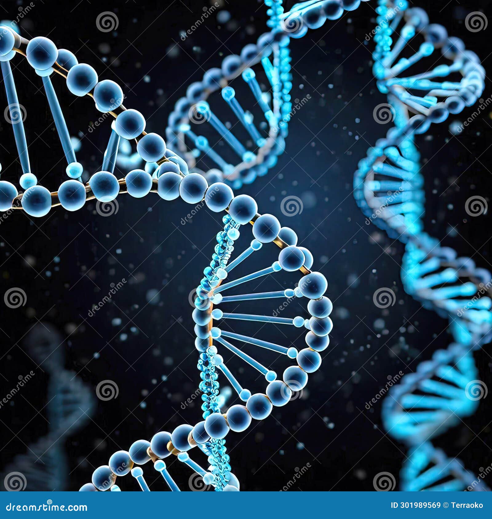 Conceptual Image of DNA Structure with Molecules, Illustrating Genetic ...