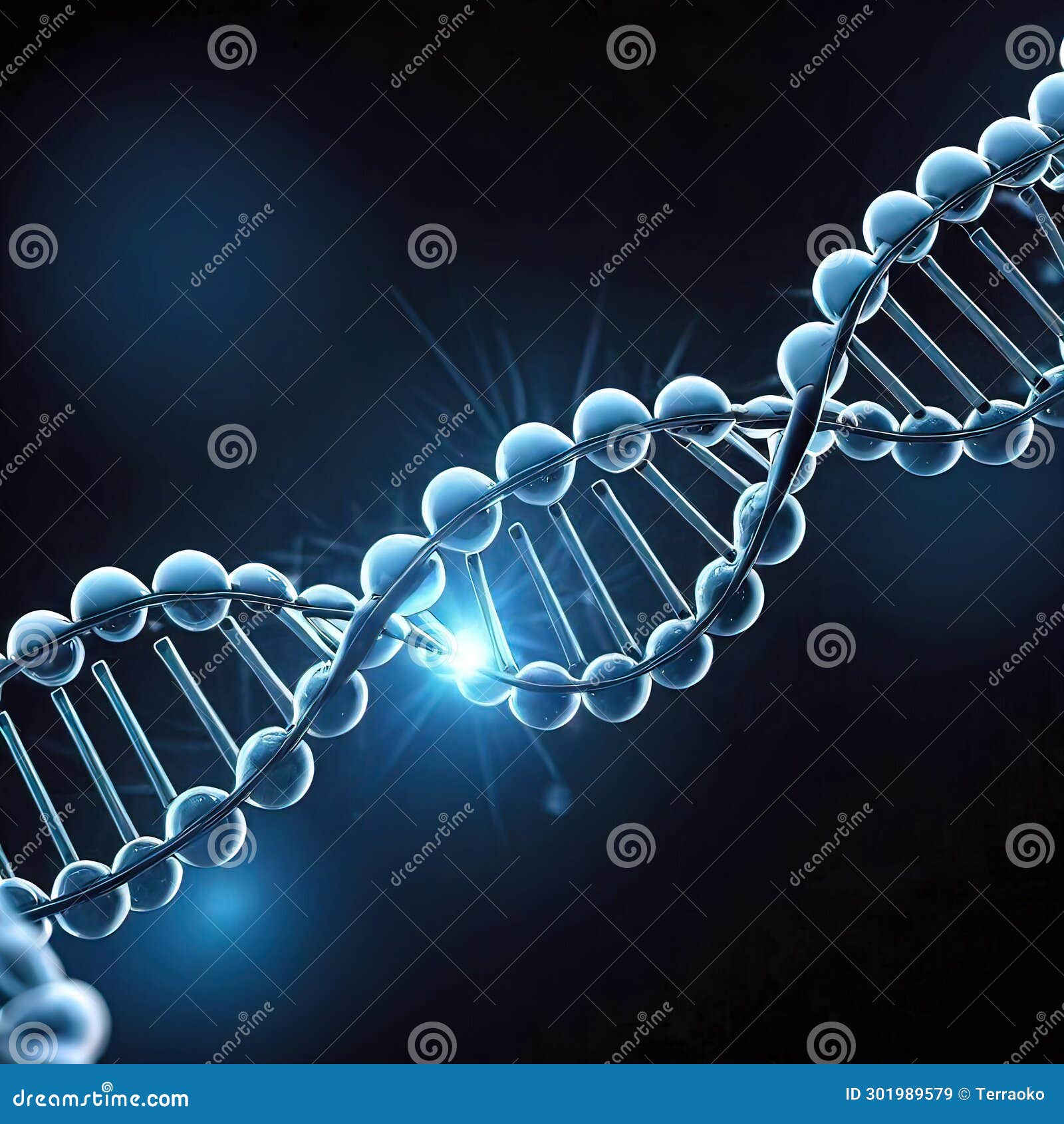 Conceptual Image of DNA Structure with Molecules, Illustrating Genetic ...