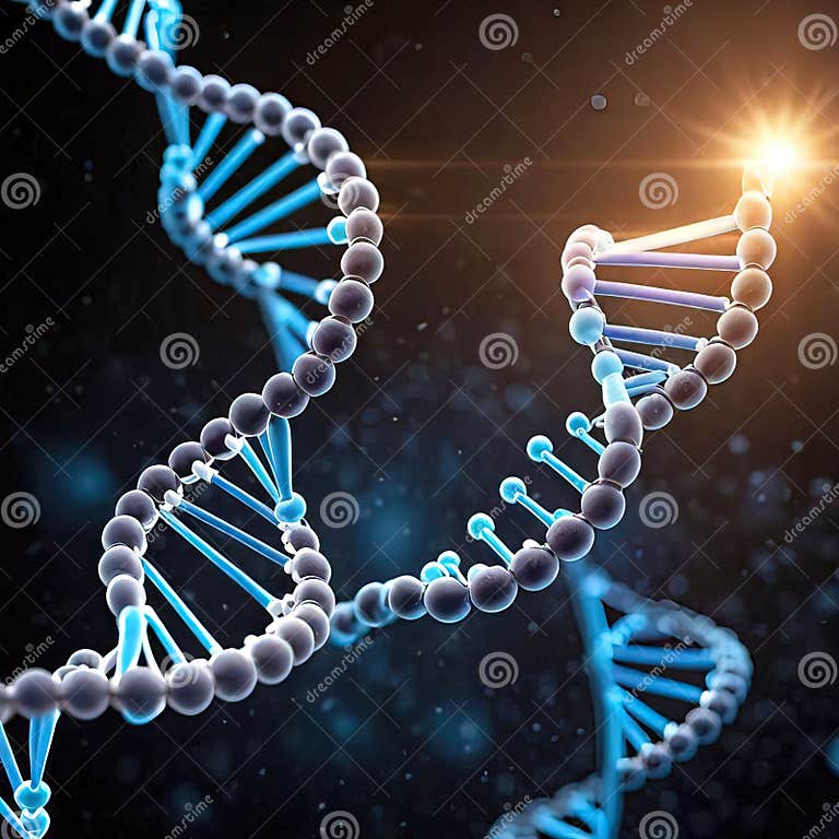 Conceptual Image of DNA Structure with Molecules, Illustrating Genetic ...