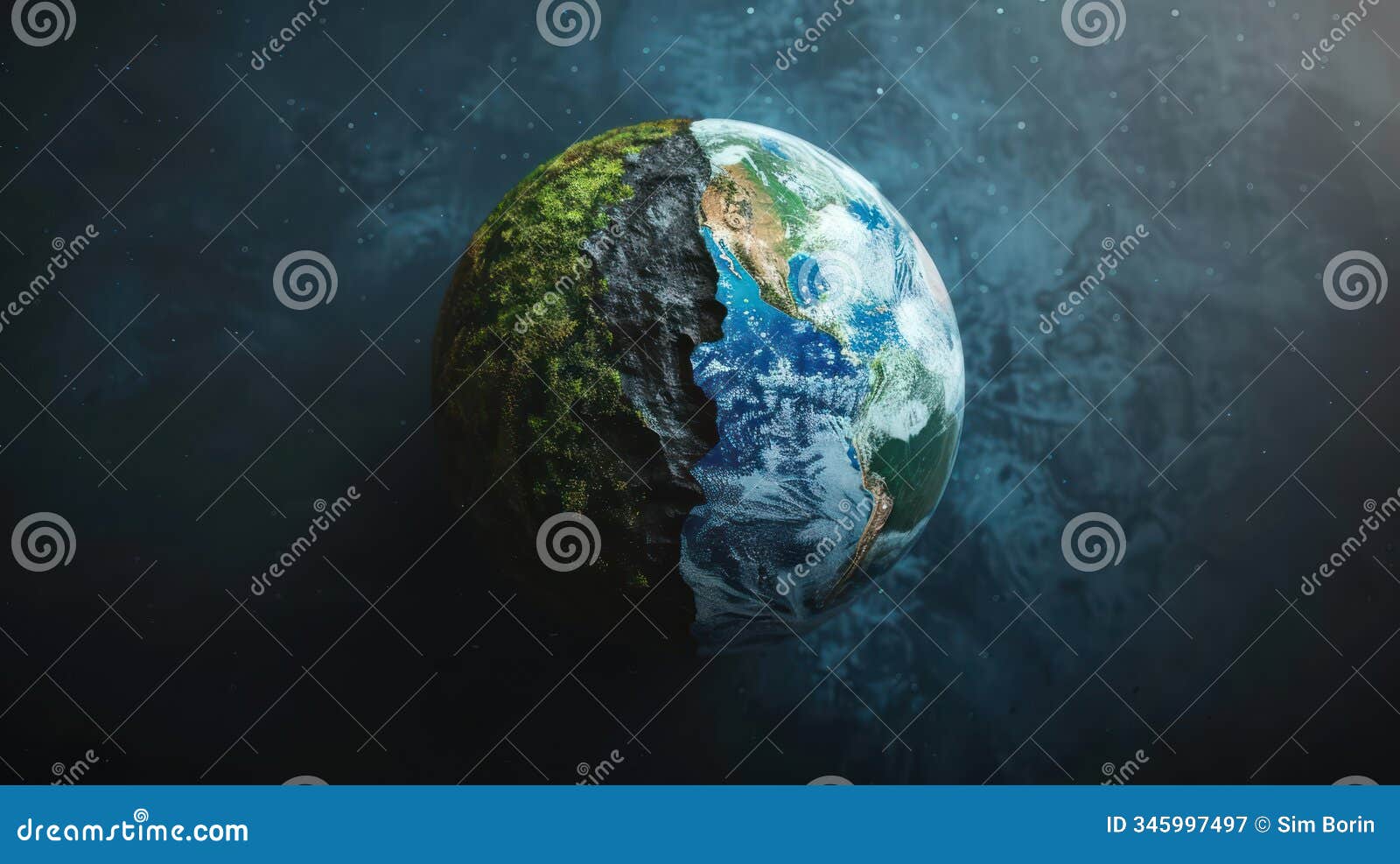 Conceptual Image of the Earth Divided into Polluted and Clean Stock ...